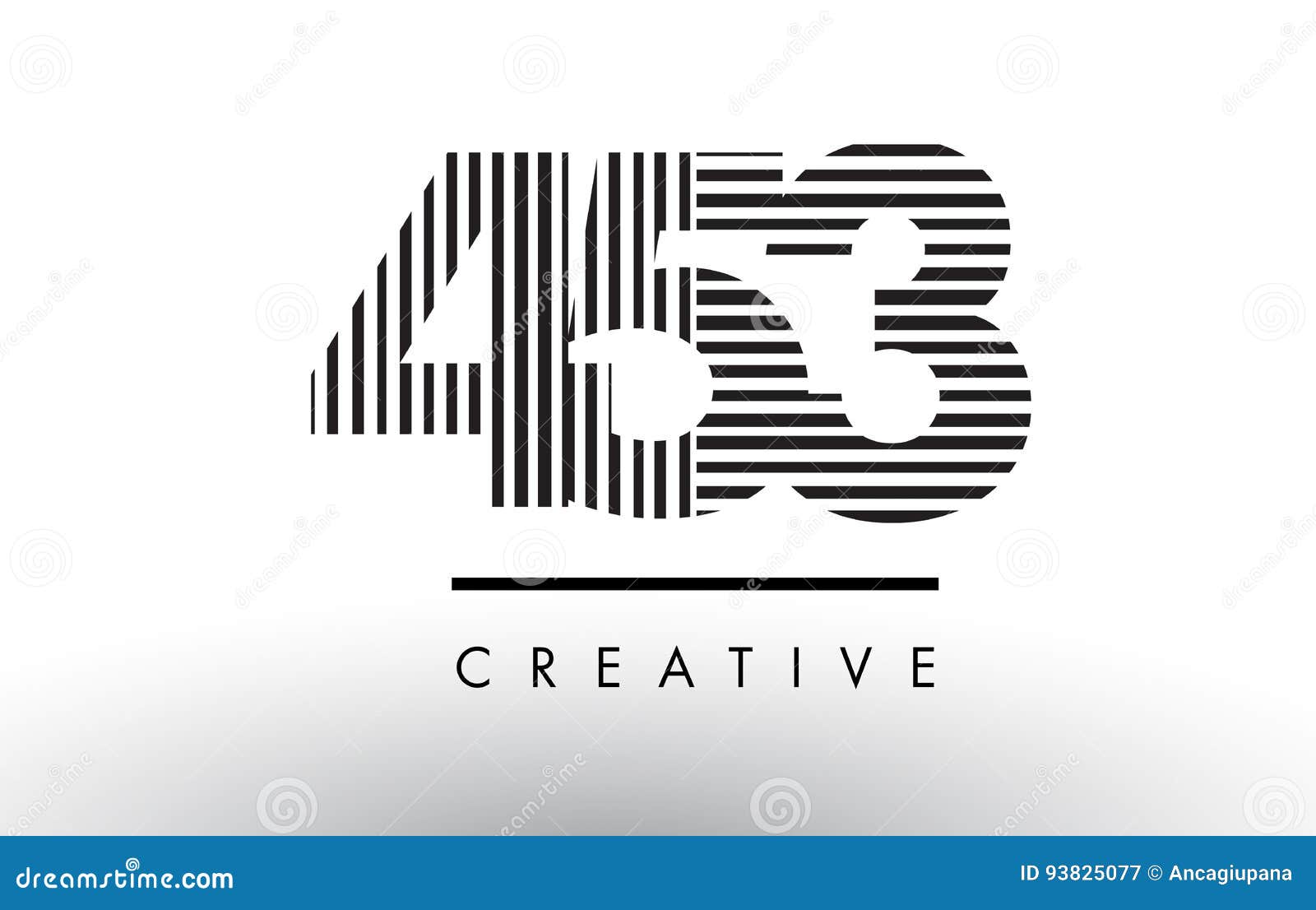 453 Black and White Lines Number Logo Design. Stock Vector ...