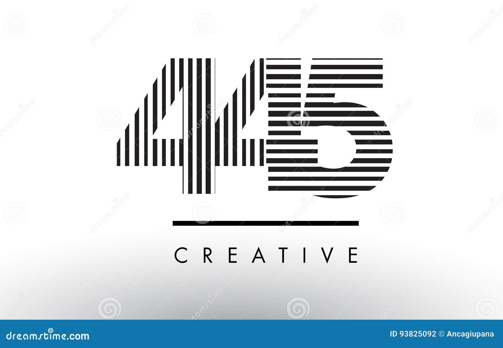 445 Black and White Lines Number Logo Design. Stock Vector ...
