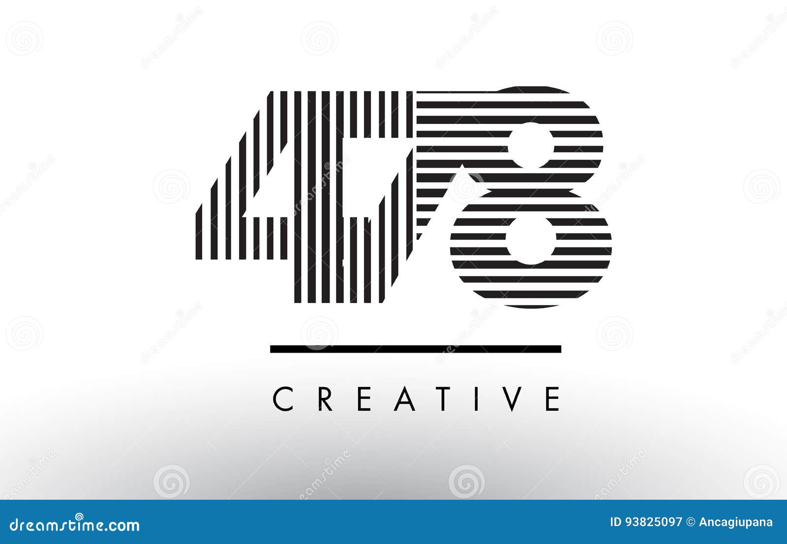 478 Black and White Lines Number Logo Design. Stock Vector ...
