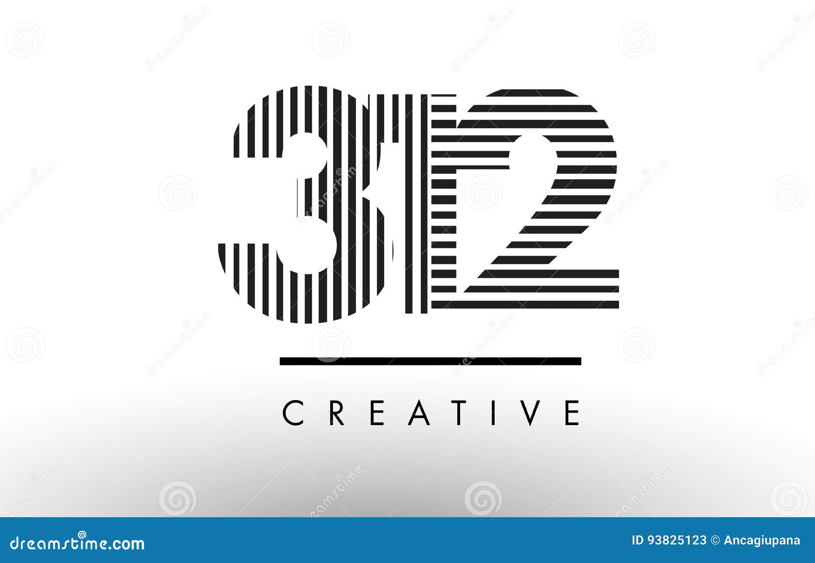 312 Black and White Lines Number Logo Design. Stock Vector ...
