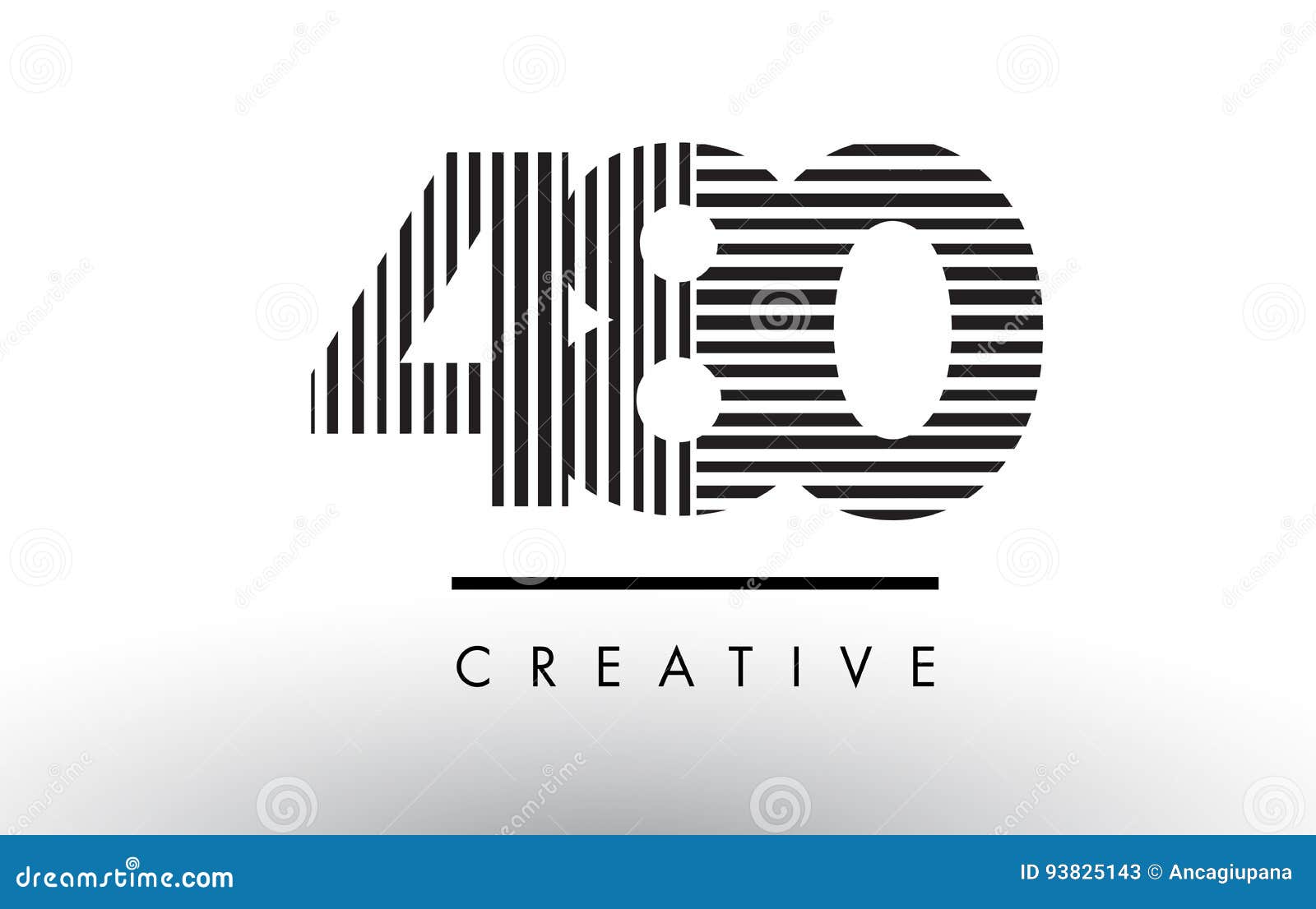 480 Black and White Lines Number Logo Design. Stock Vector ...