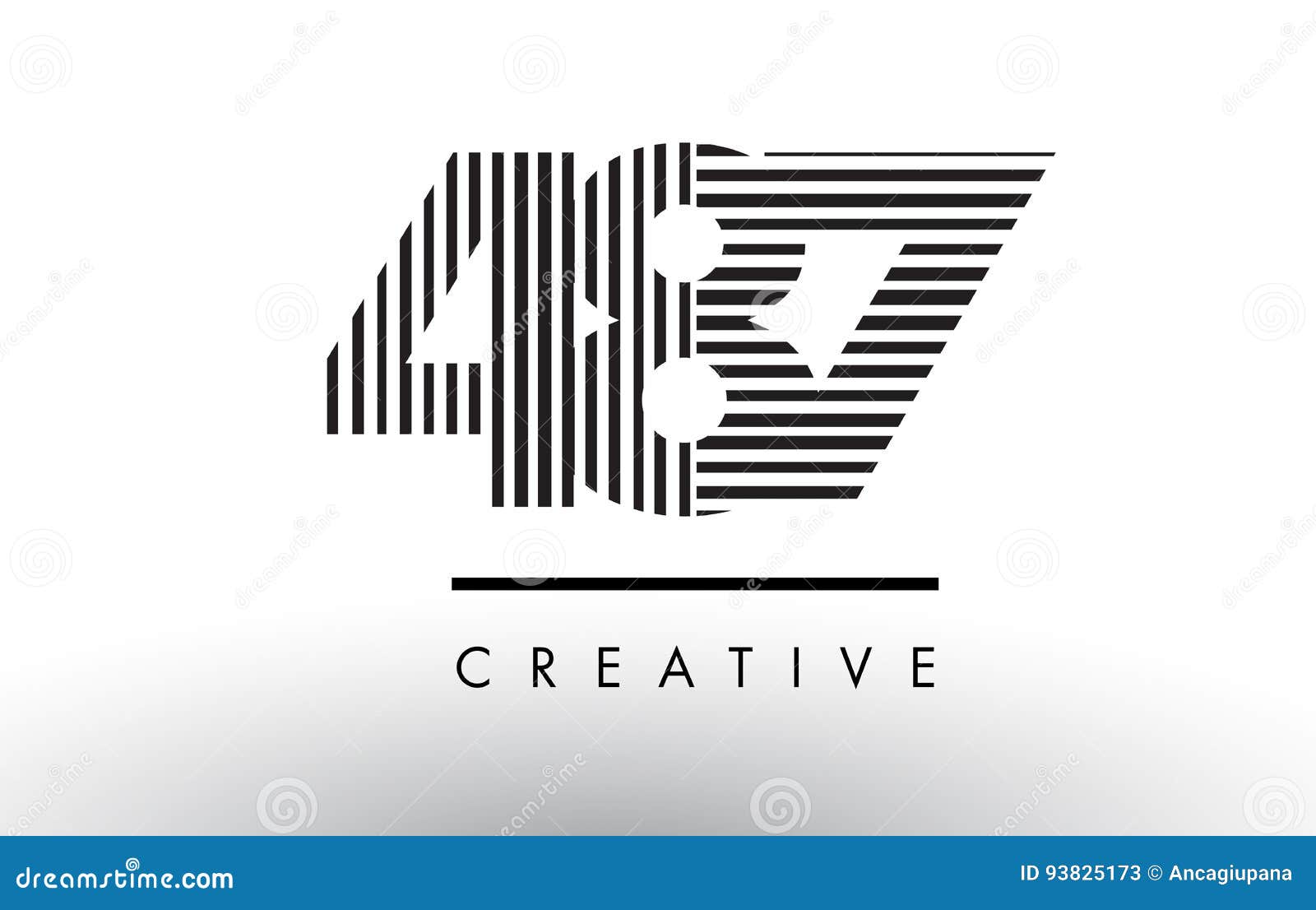 487 Black and White Lines Number Logo Design. Stock Vector ...