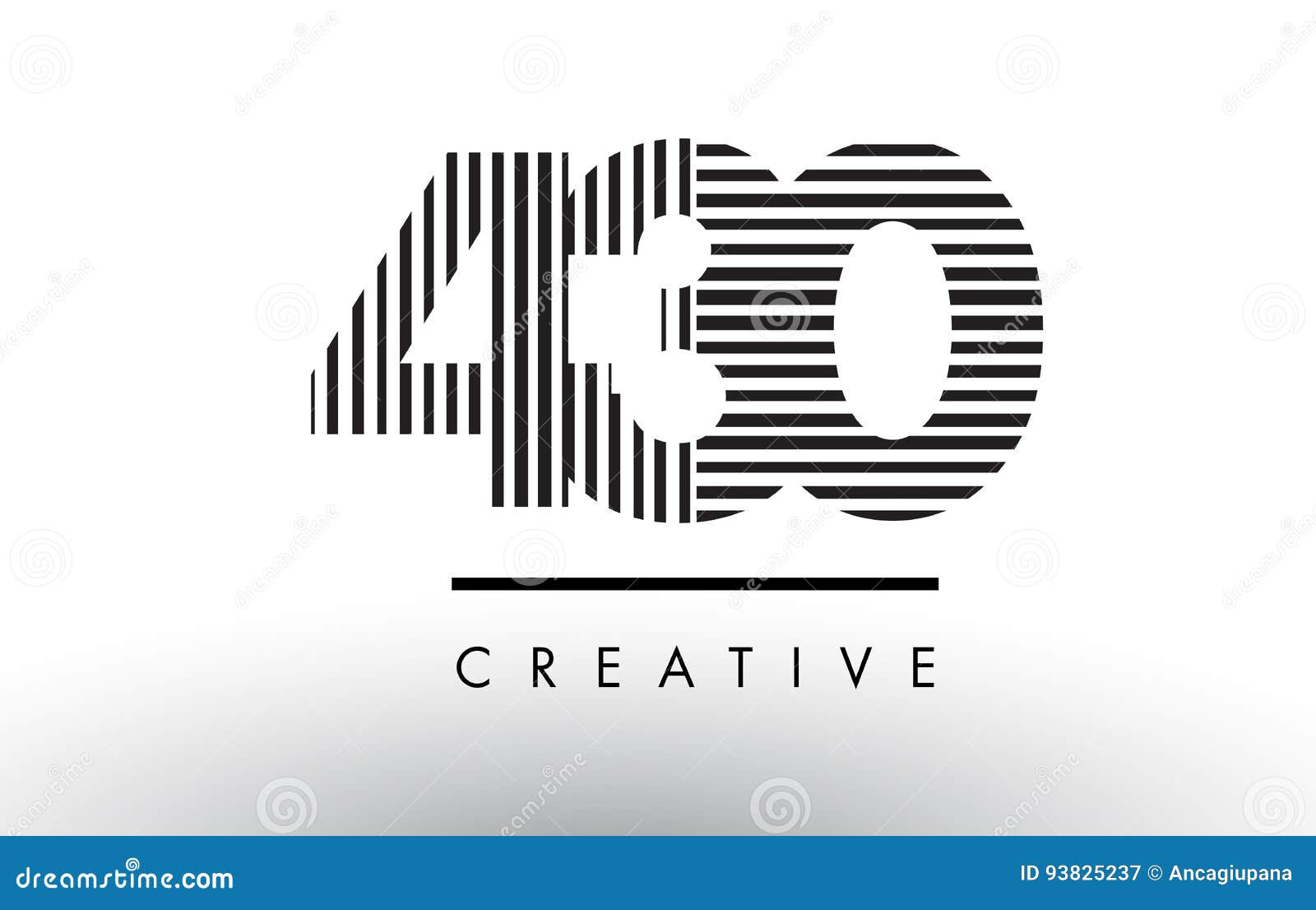 430 Black and White Lines Number Logo Design. Stock Vector ...