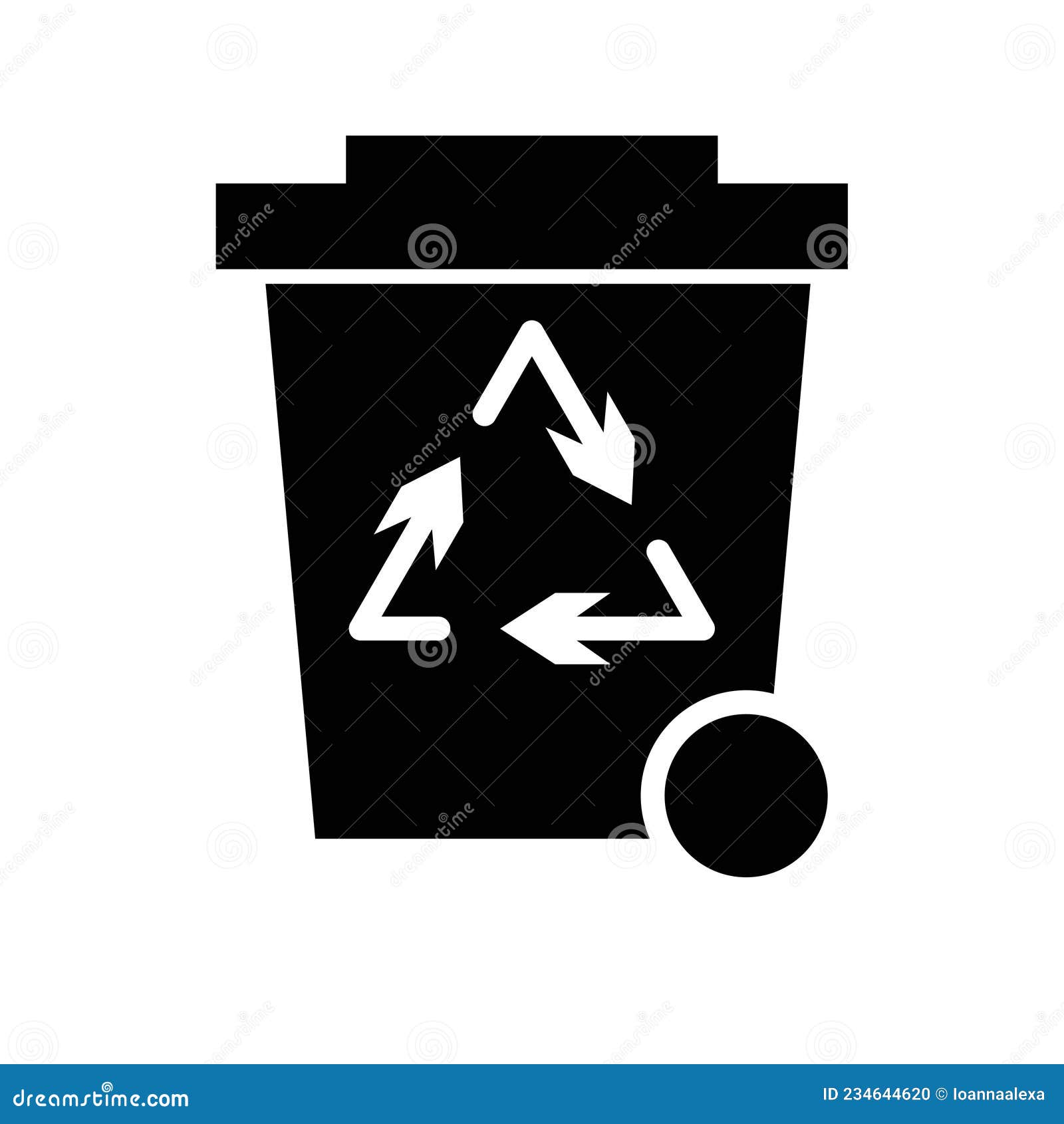 Black And White Litter-bin Icon With Triangular Waste Sorting Symbol ...