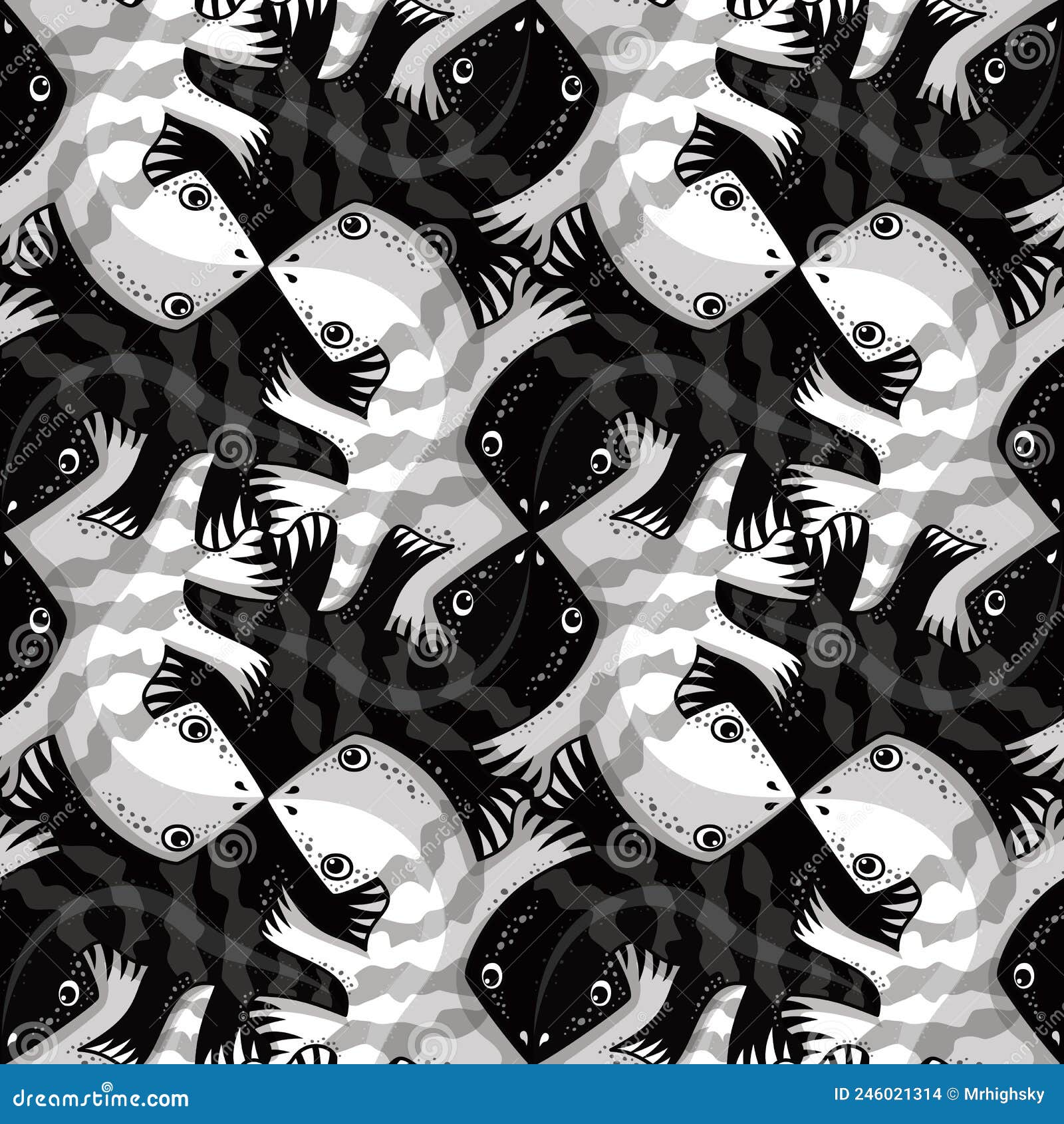 Black and White Lizards Tessellation Pattern Stock Vector ...