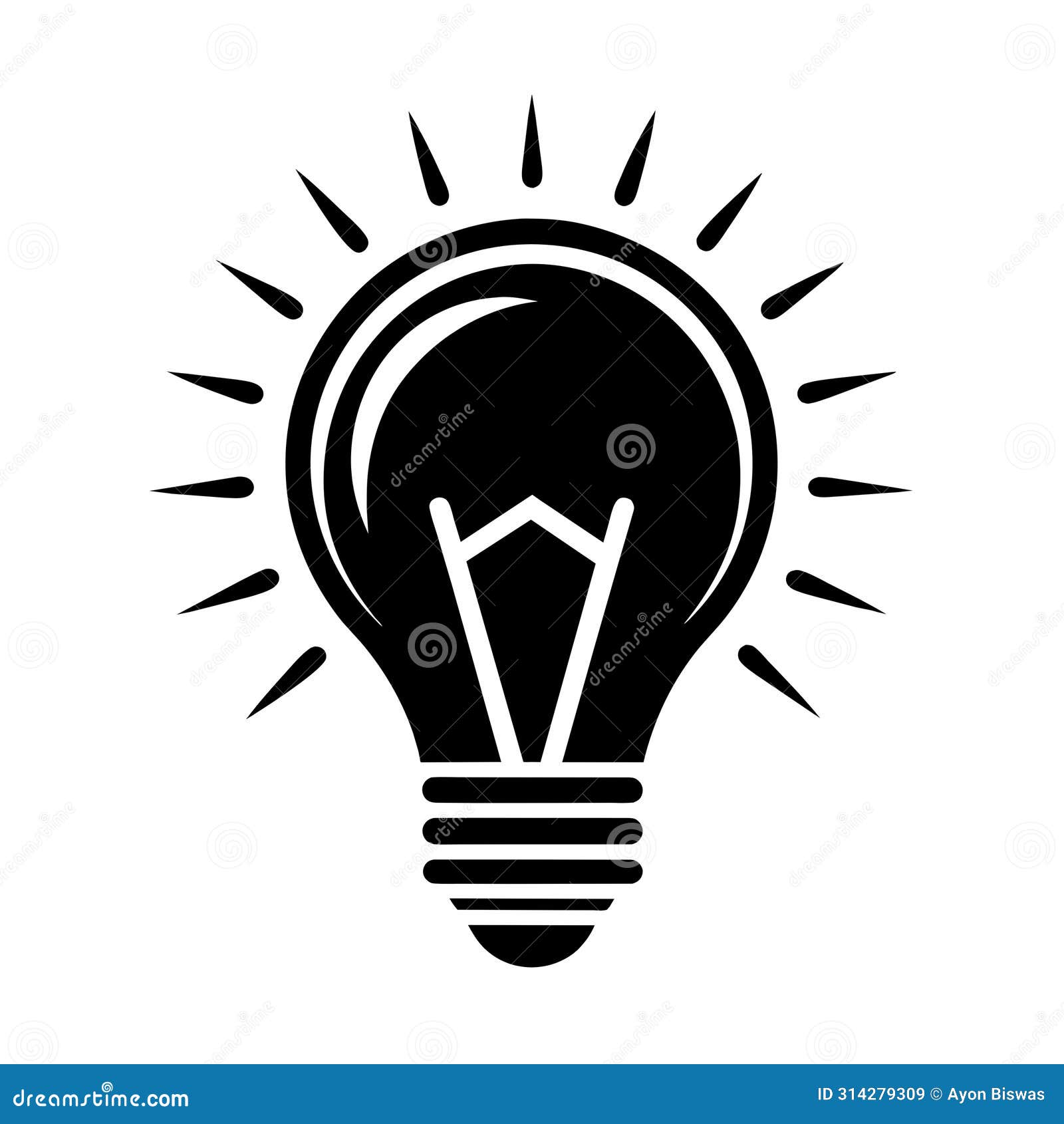 A Black and White Logo Featuring the Inside of an Illustrated Lightbulb ...