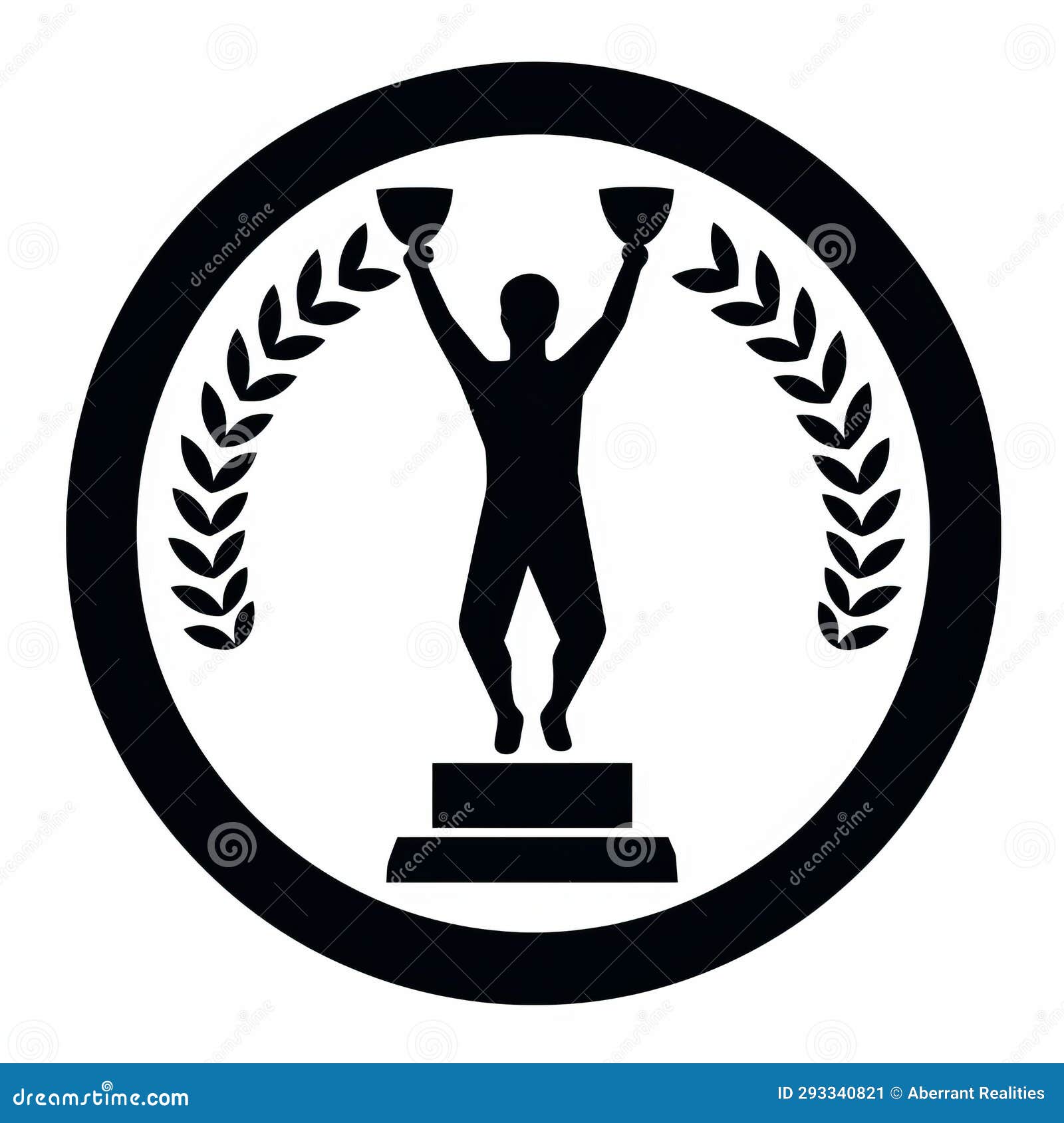 A Black and White Logo of a Man Holding Up Two Trophies Stock ...