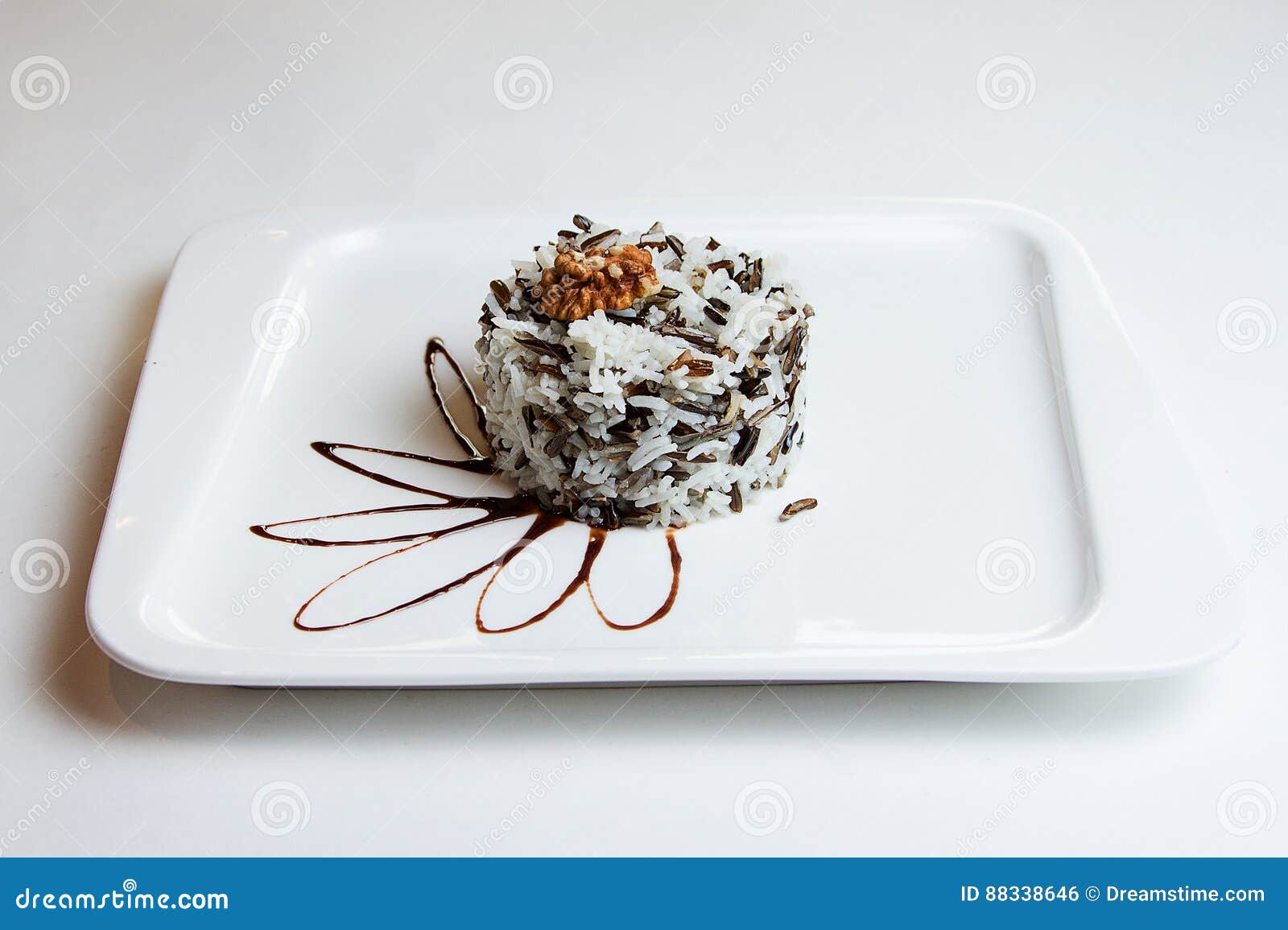 Black and White Long-grain Rice of Cooked Black & White Rice in White ...