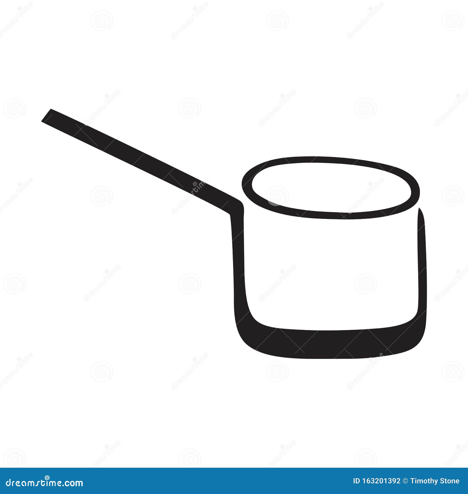 Black and White Long Handled Cooking Pot Stock Vector - Illustration of ...