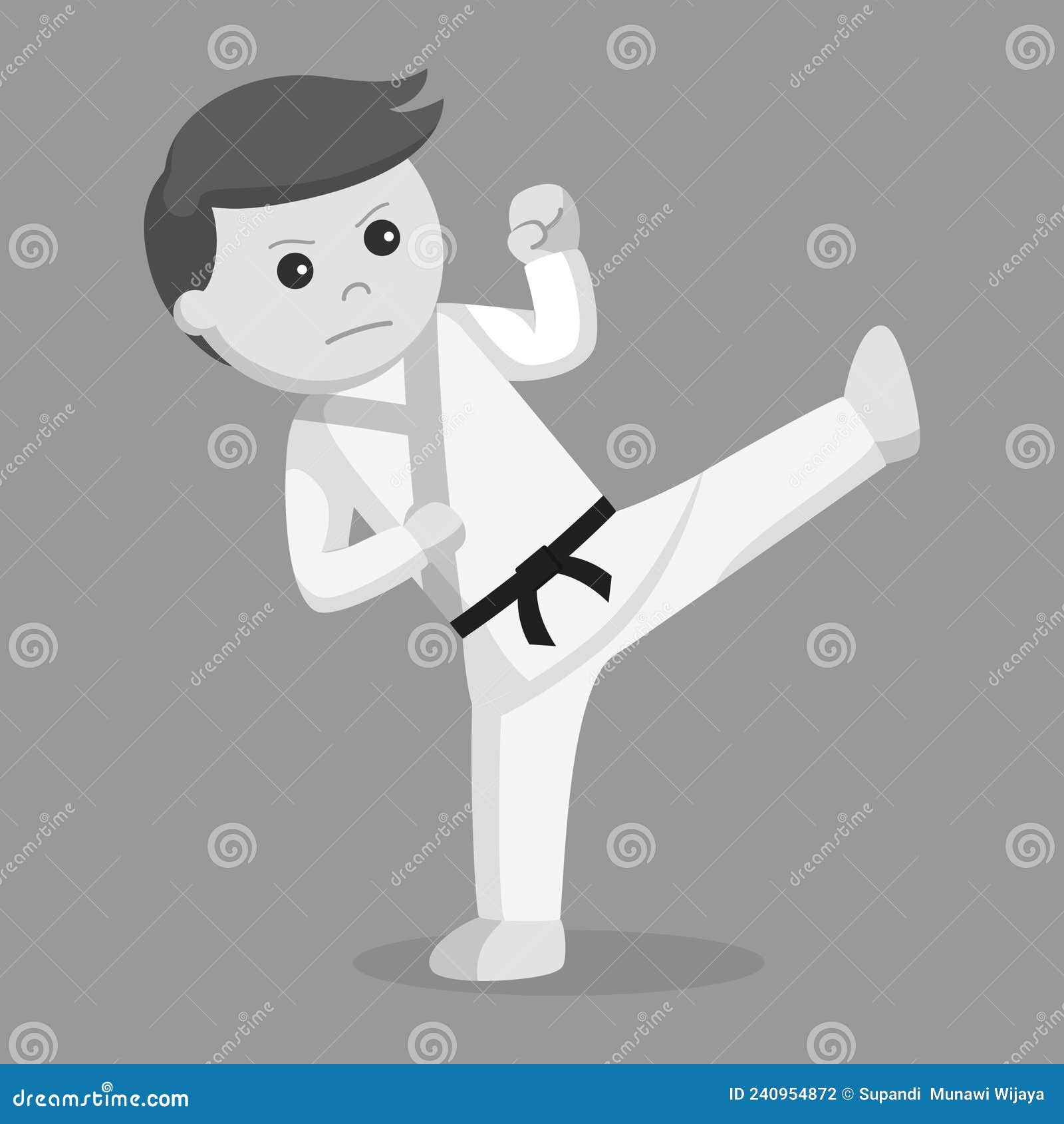 Karateka Breaking Bricks Isolated On White Background Cartoon Vector ...
