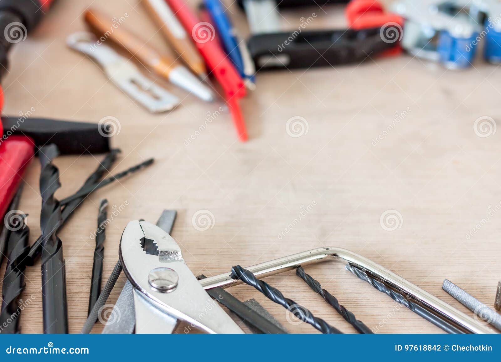 Black and White Many Different Tools in Mess Stock Photo - Image of ...