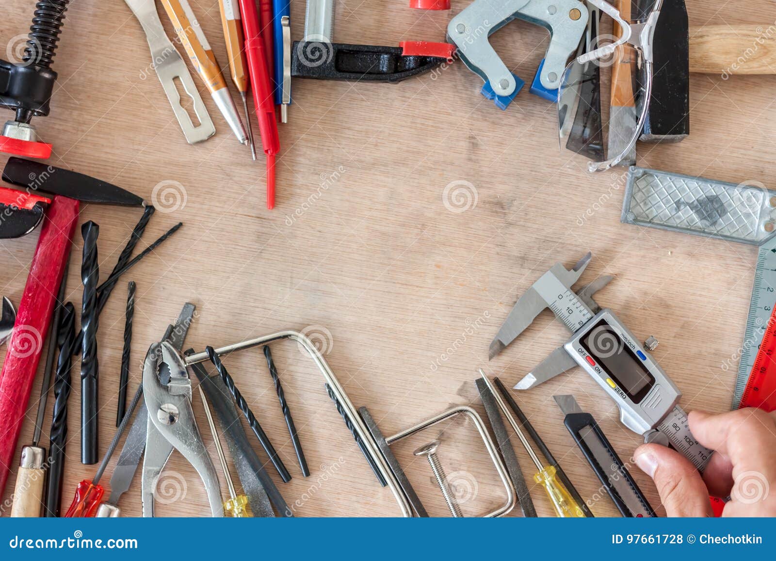 Black and White Many Different Tools in Mess Stock Photo - Image of ...