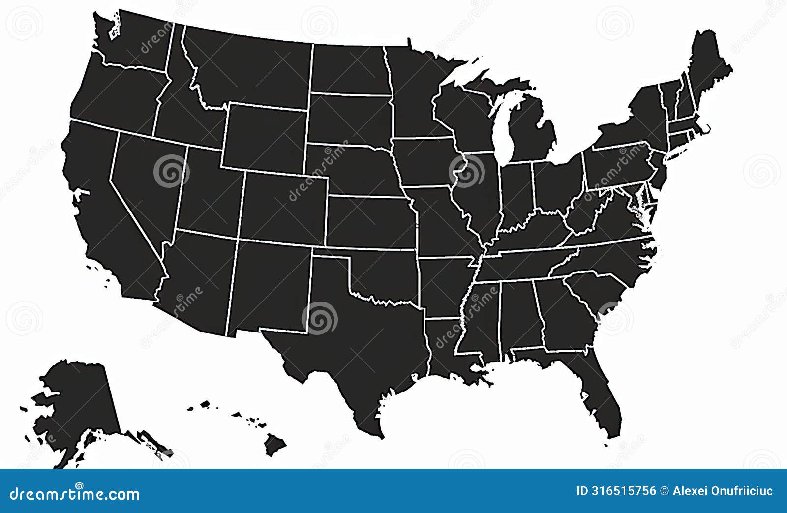 Black and White Map of the US with a Clean Design and Intricate Pattern ...