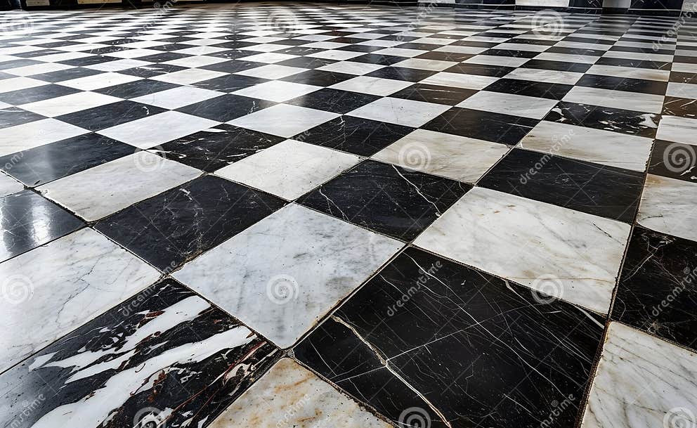 Black and White Marble Checkered Floor Background - AI Generated Stock ...