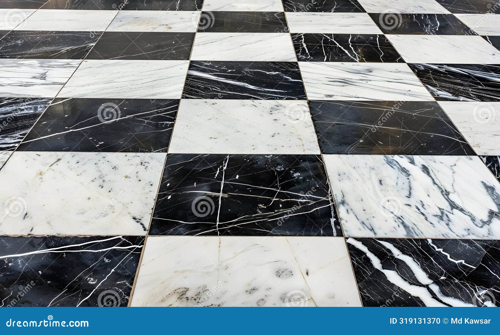 Black and White Marble Checkered Floor Tile - AI Generated Stock ...