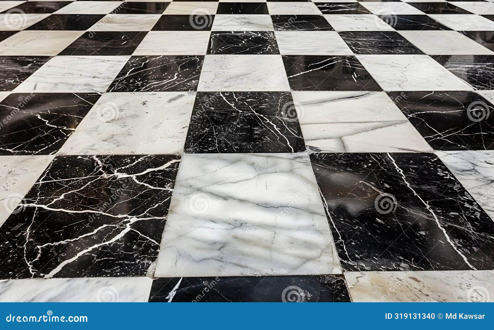 Black and White Marble Checkered Floor Tile Surface - AI Generated ...