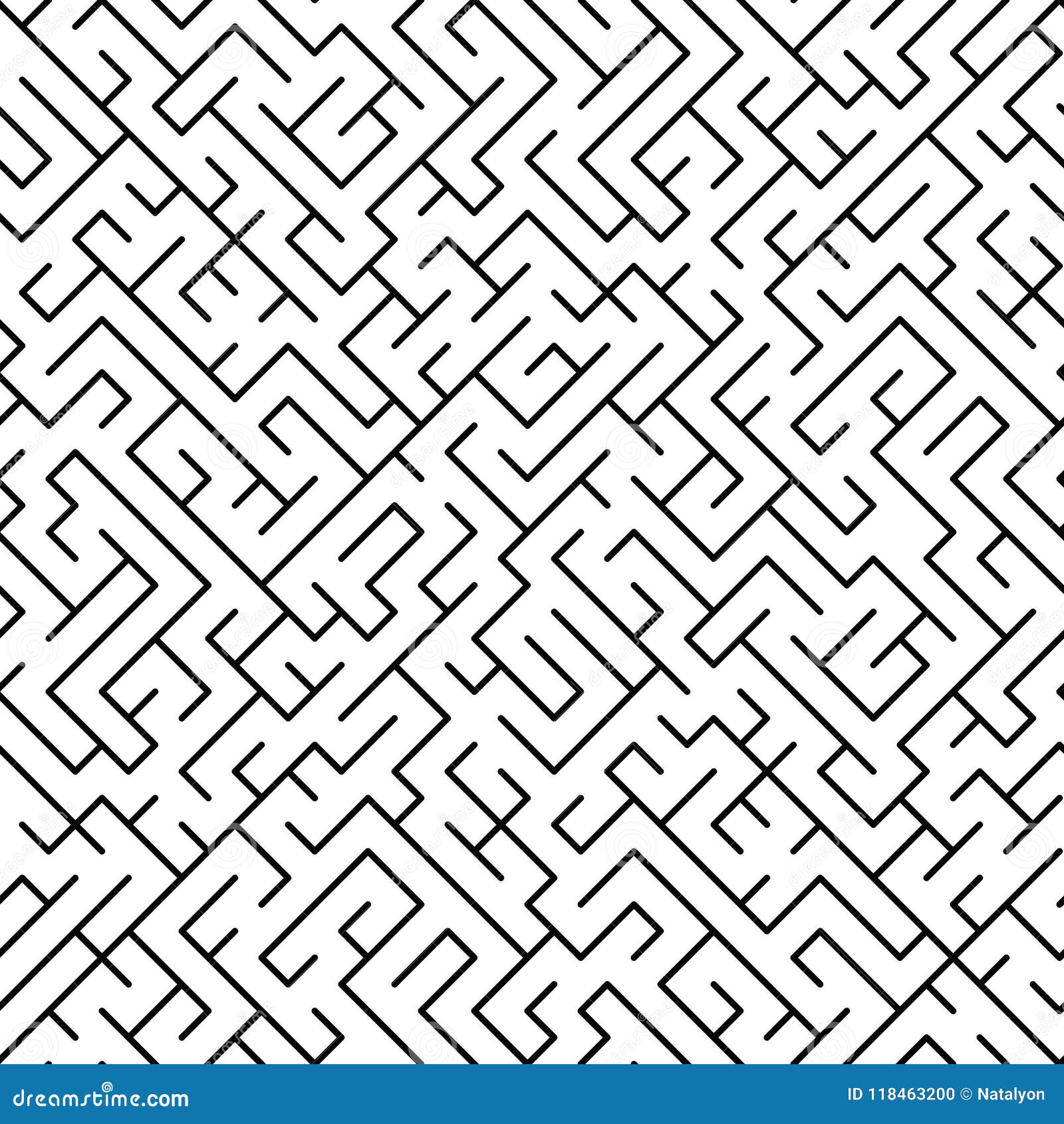 Black and White Maze Puzzle Seamless Pattern, Vector Stock Vector ...