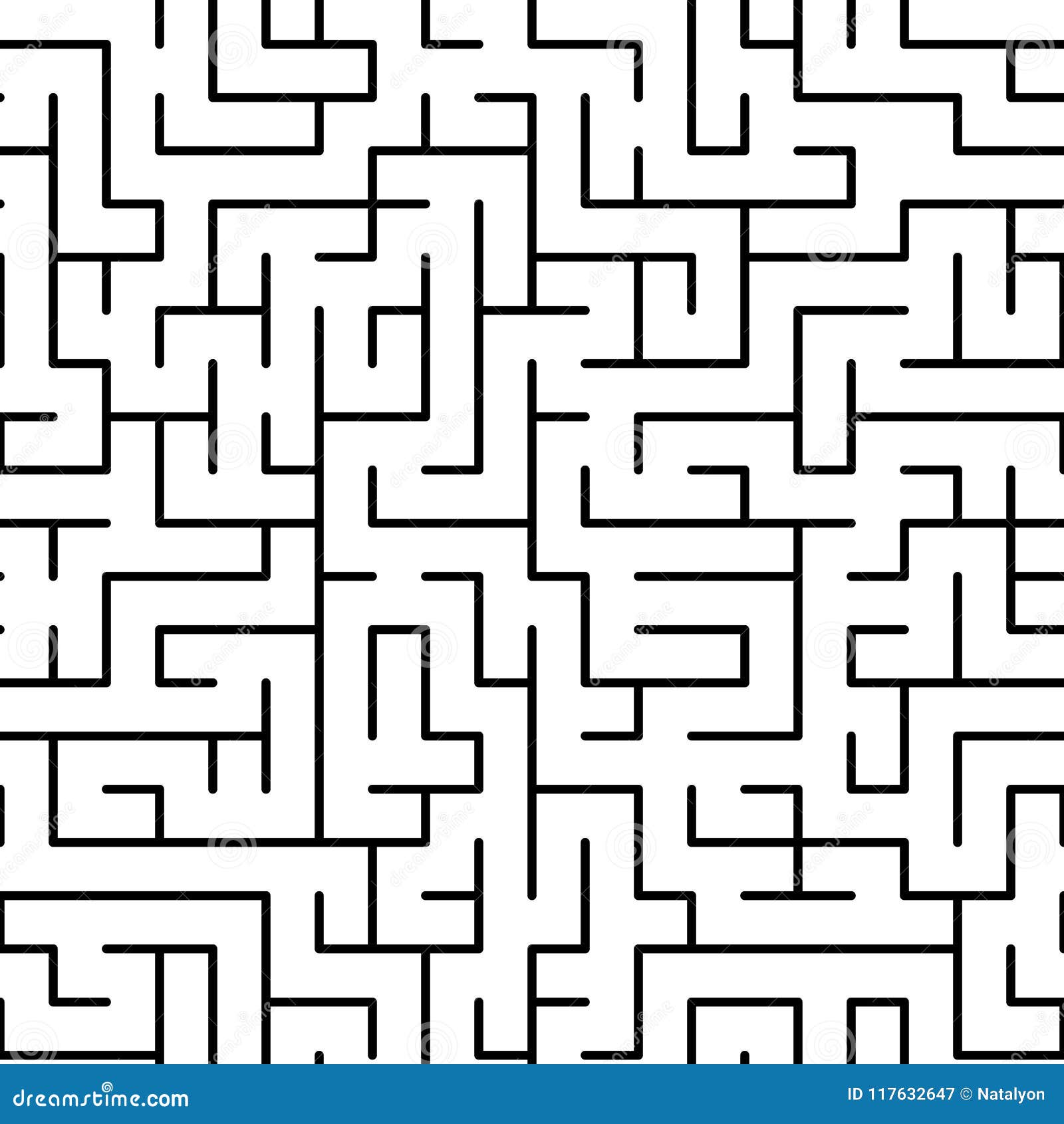 Black and White Maze Puzzle Seamless Pattern, Vector Stock Vector ...