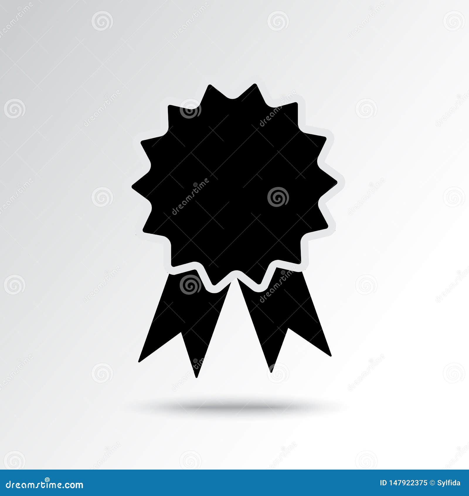 Black and White Medal with Ribbon and Shadow. Vector Stock Illustration ...