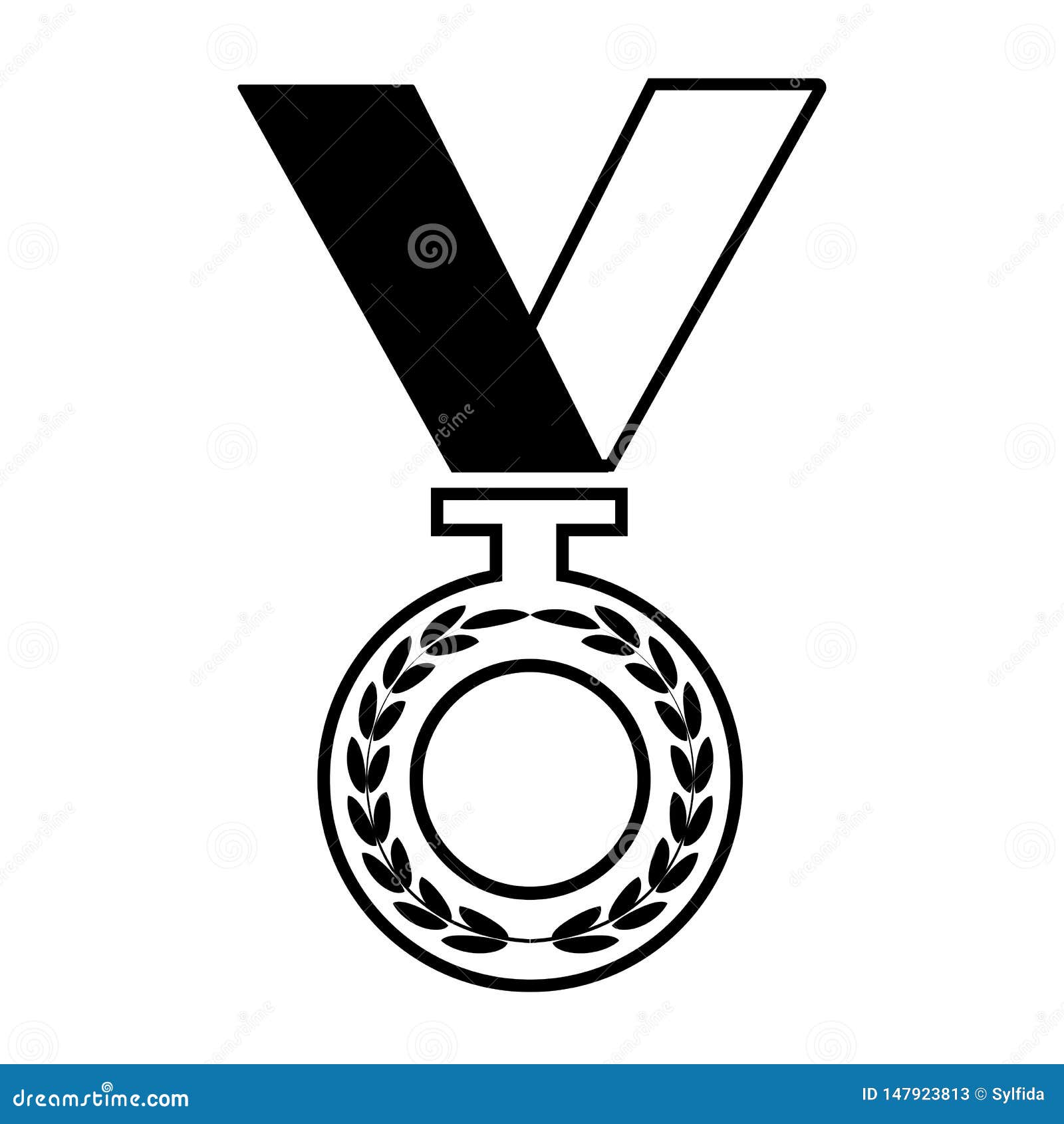 Black and White Medal with Ribbon. Vector Stock Illustration ...