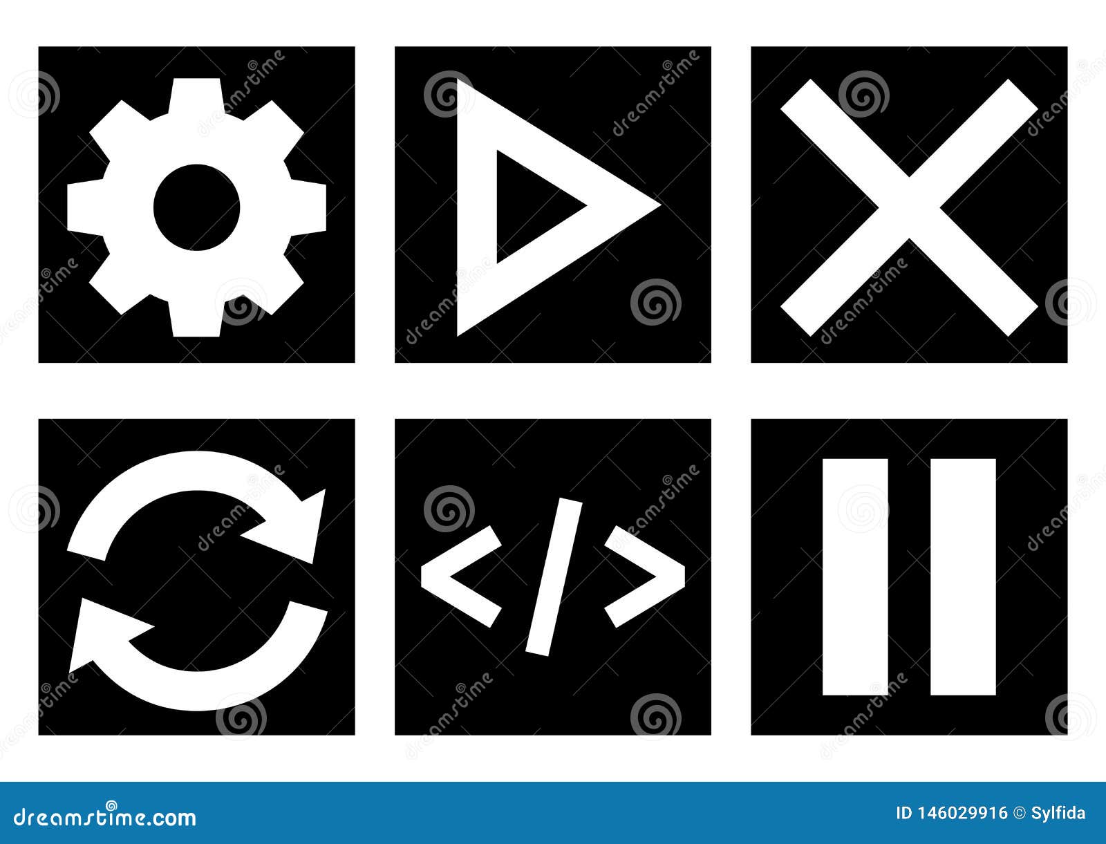 Black and White Menu Icon Set, Vector Stock Illustration - Illustration ...