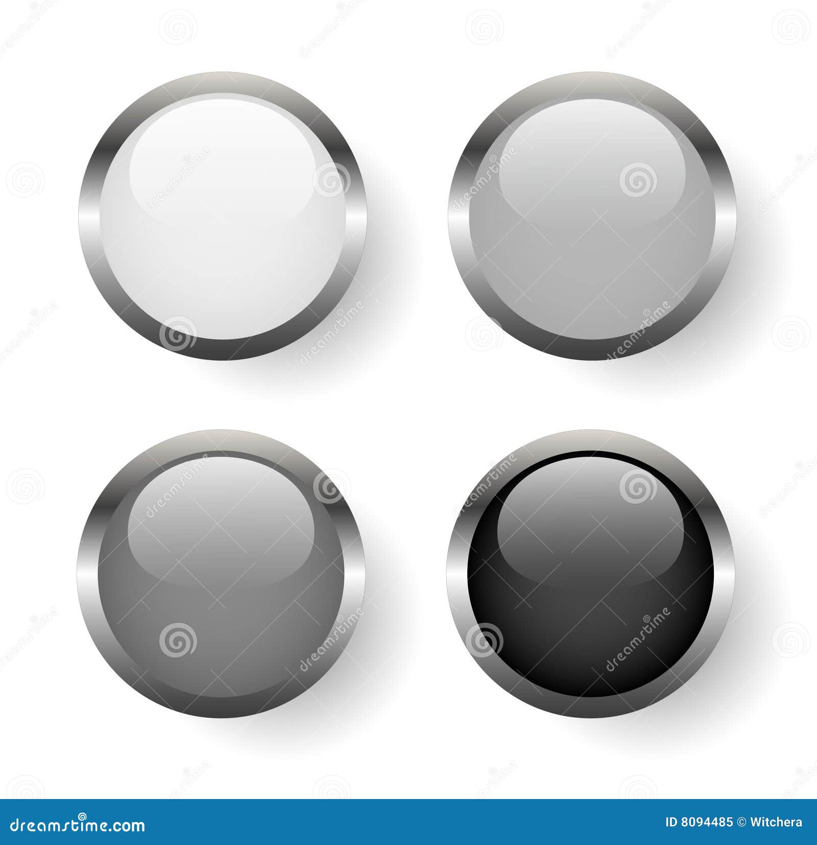 Black and White Metal Buttons Stock Illustration - Illustration of icon ...