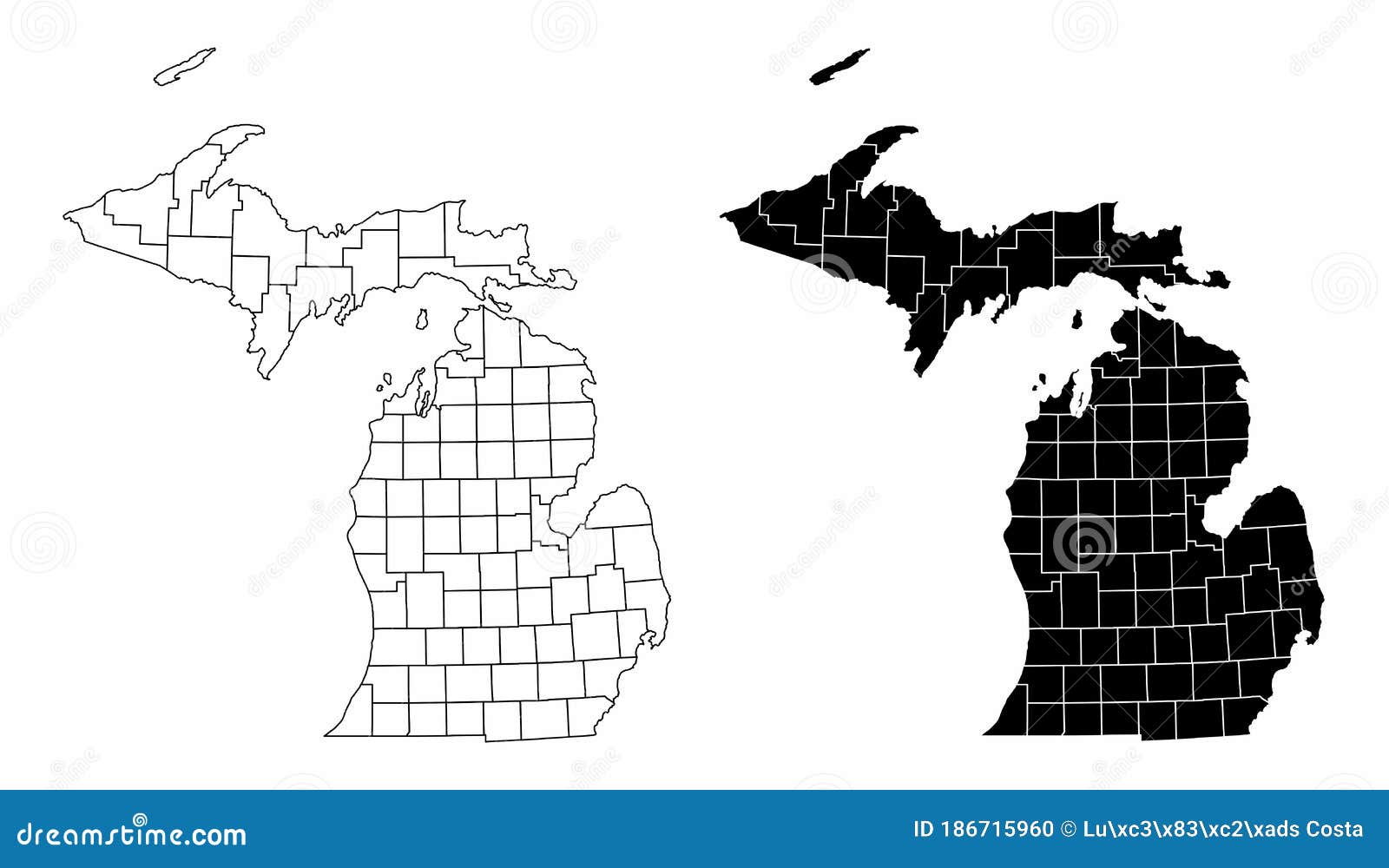 Michigan County Maps stock illustration. Illustration of america ...