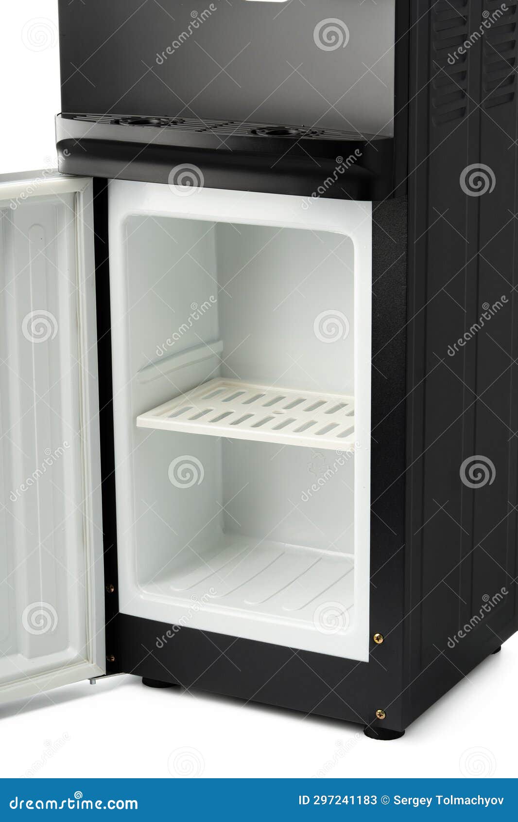 Black and White Mini Fridge on a White Background Close Up Stock Image ...