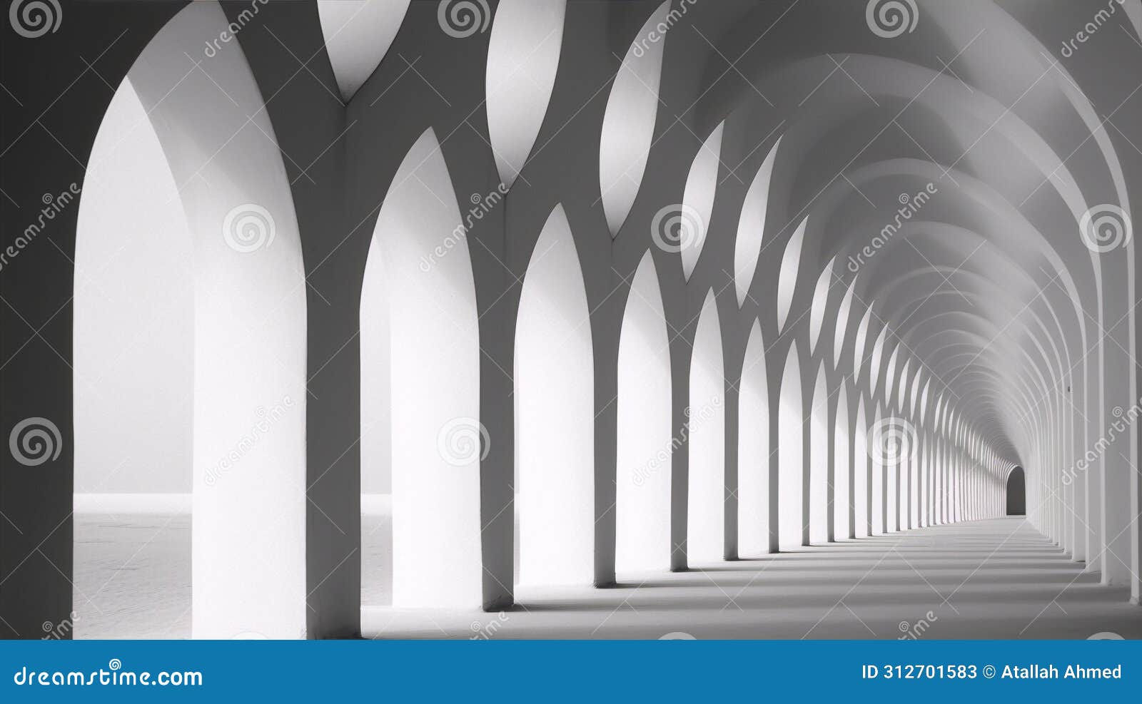 Black and White Minimal Architectural Interior with Arches in ...