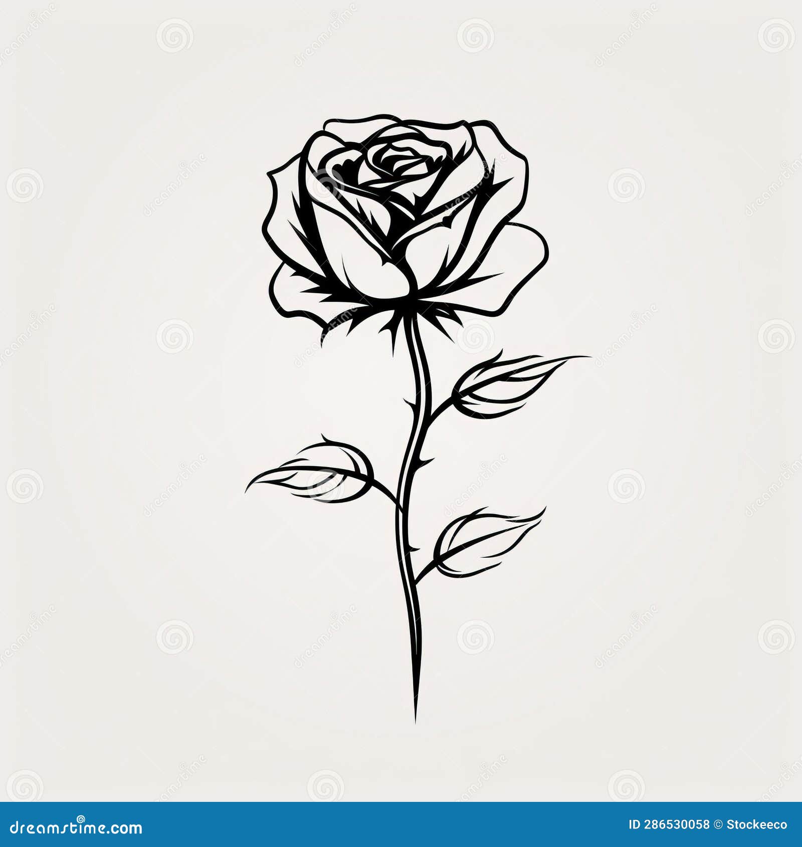Minimalistic Black Rose Illustration: Trendy Tattoo Design Stock ...