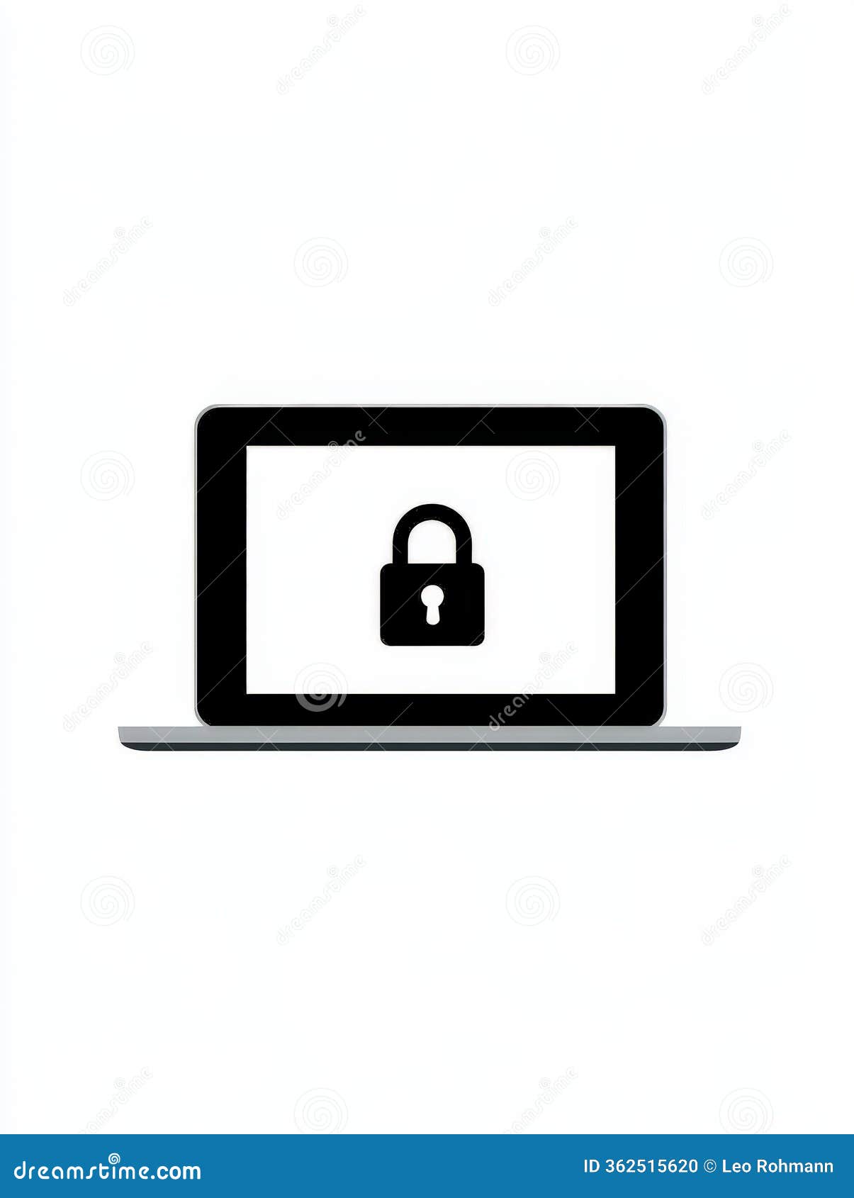 Black White Minimalist Laptop Icon Padlock Symbol Representing Digital ...