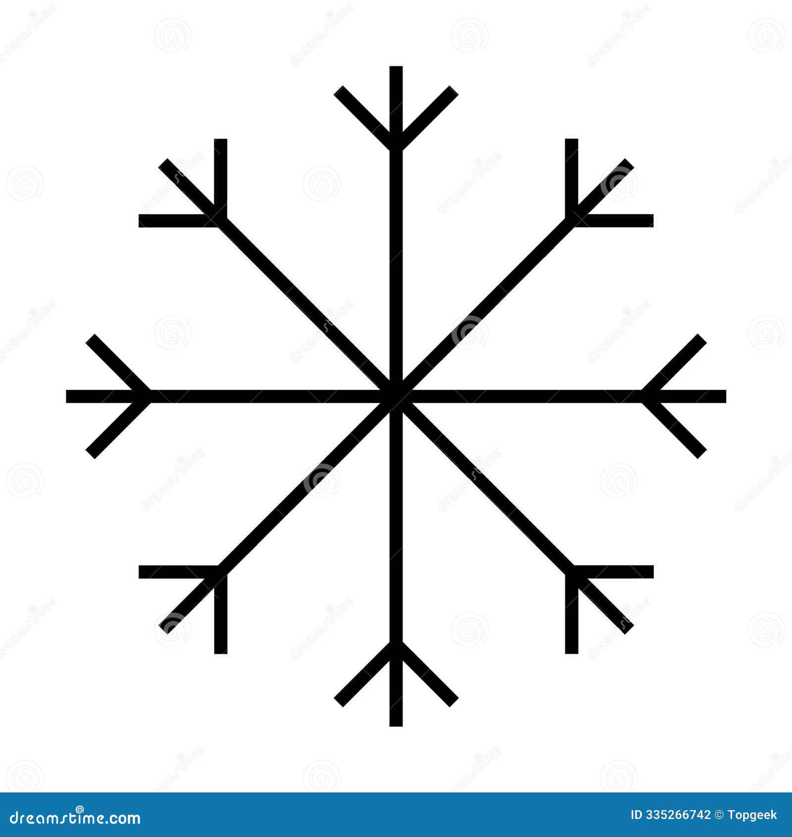 Black and White Minimalist Snowflake Outline in Geometric Design Stock ...