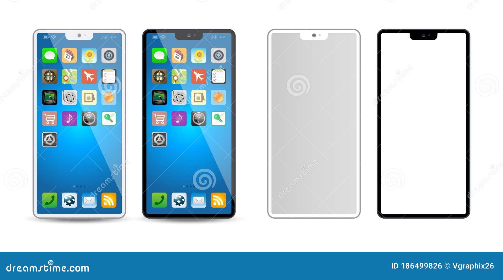 Black & White Mobile Phone, App Icon Vector Illustration Stock Vector ...