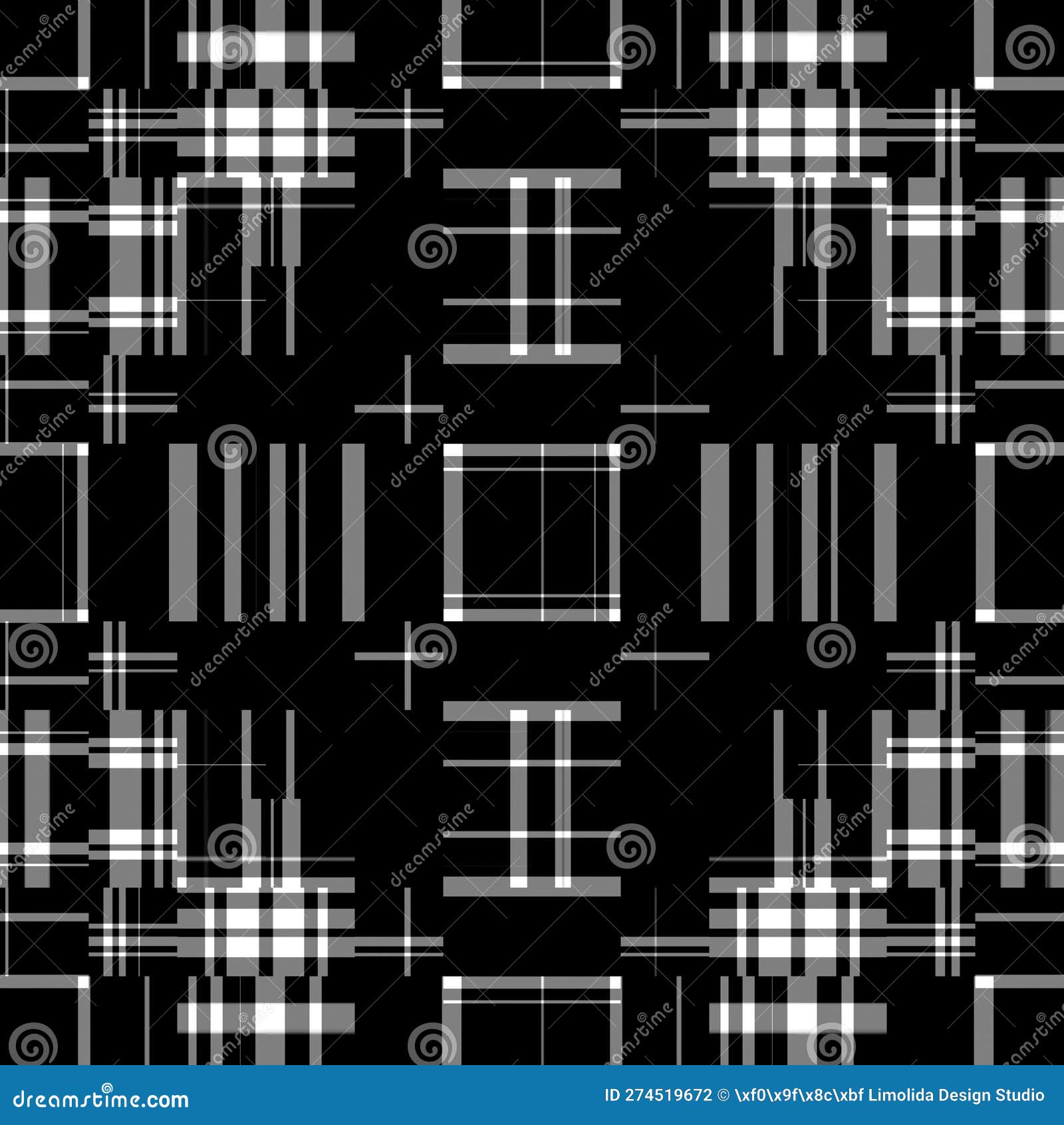 Black and White Modern Linear Pattern. Seamless Monochrome Broken ...