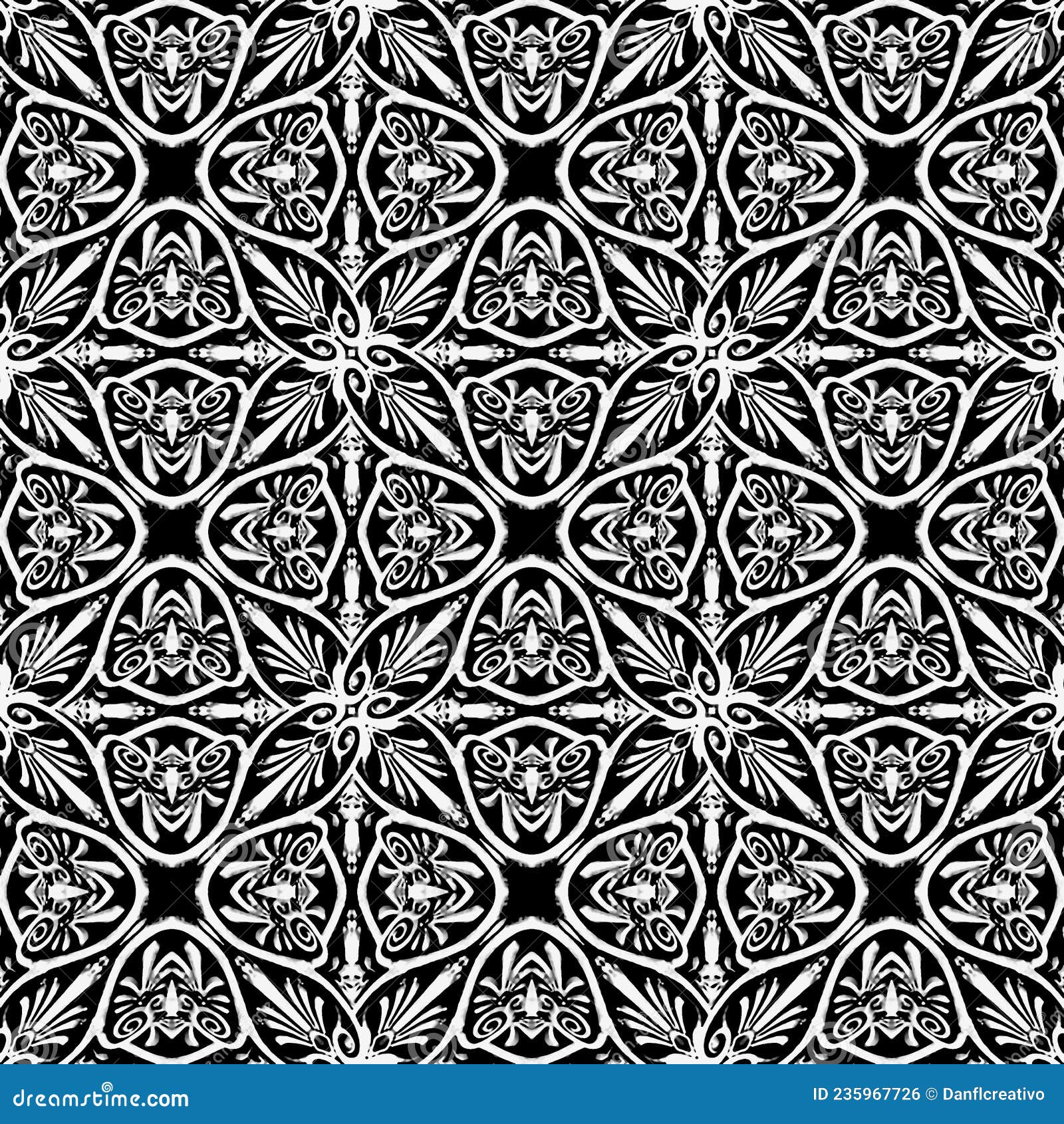 Black and White Modern Ornate Pattern Stock Illustration - Illustration ...