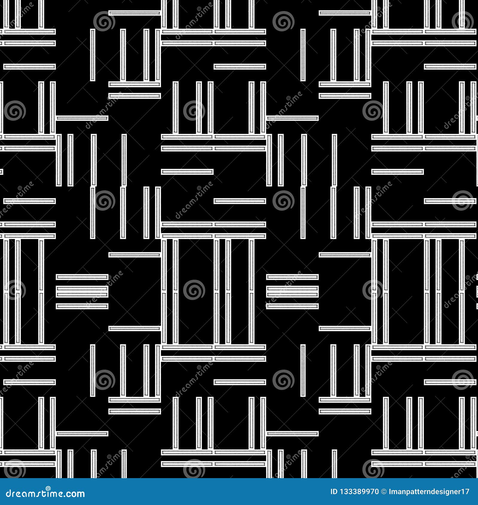 Black and White Modern Repeating Pattern with Horizontal and Vertical ...
