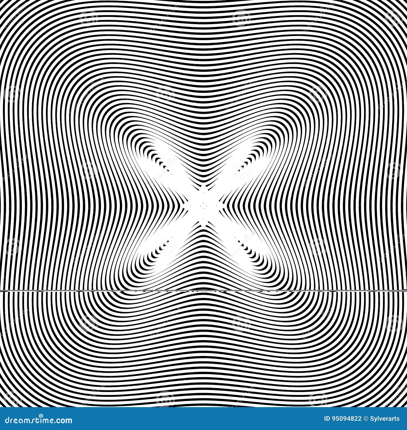 Black and White Moire Lines, Striped Psychedelic Vector Backgro Stock ...