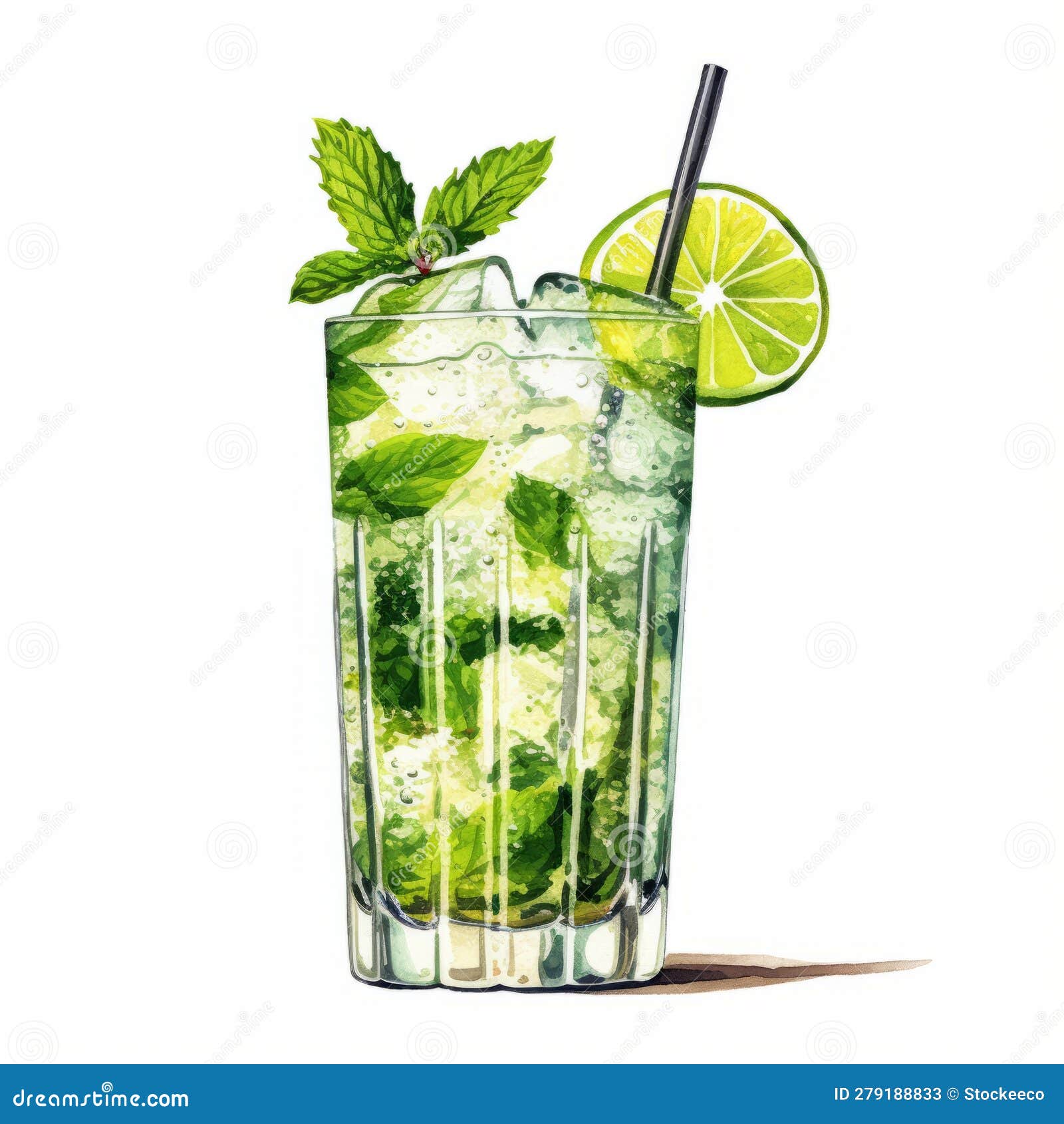 Black and White Mojito Sticker Stock Illustration - Illustration of ...