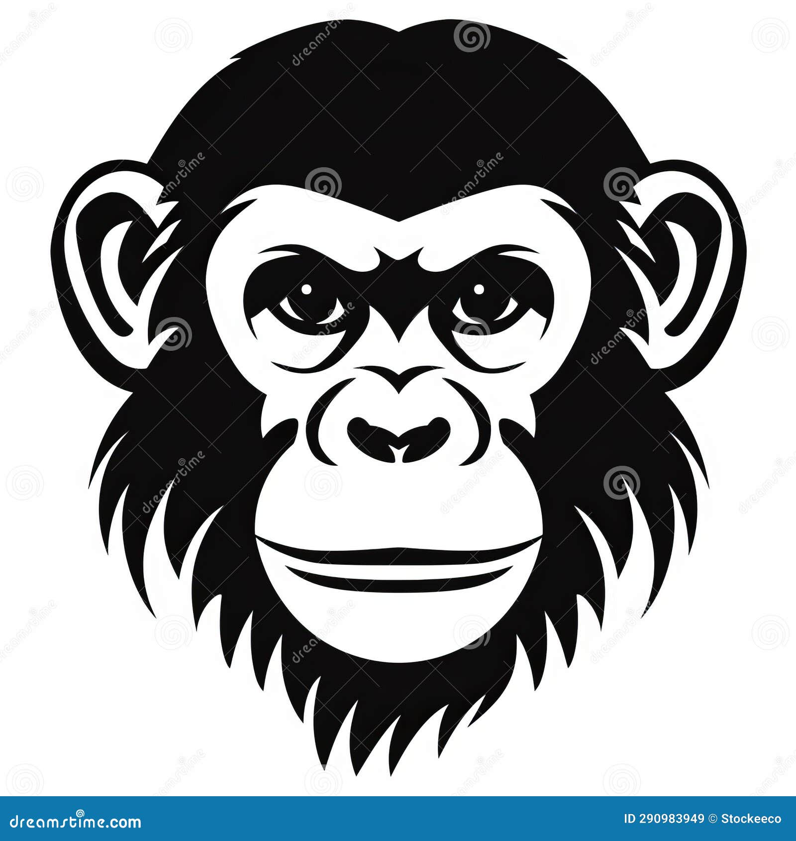 Black and White Monkey Logo Vector - High Resolution Precisionist Art ...