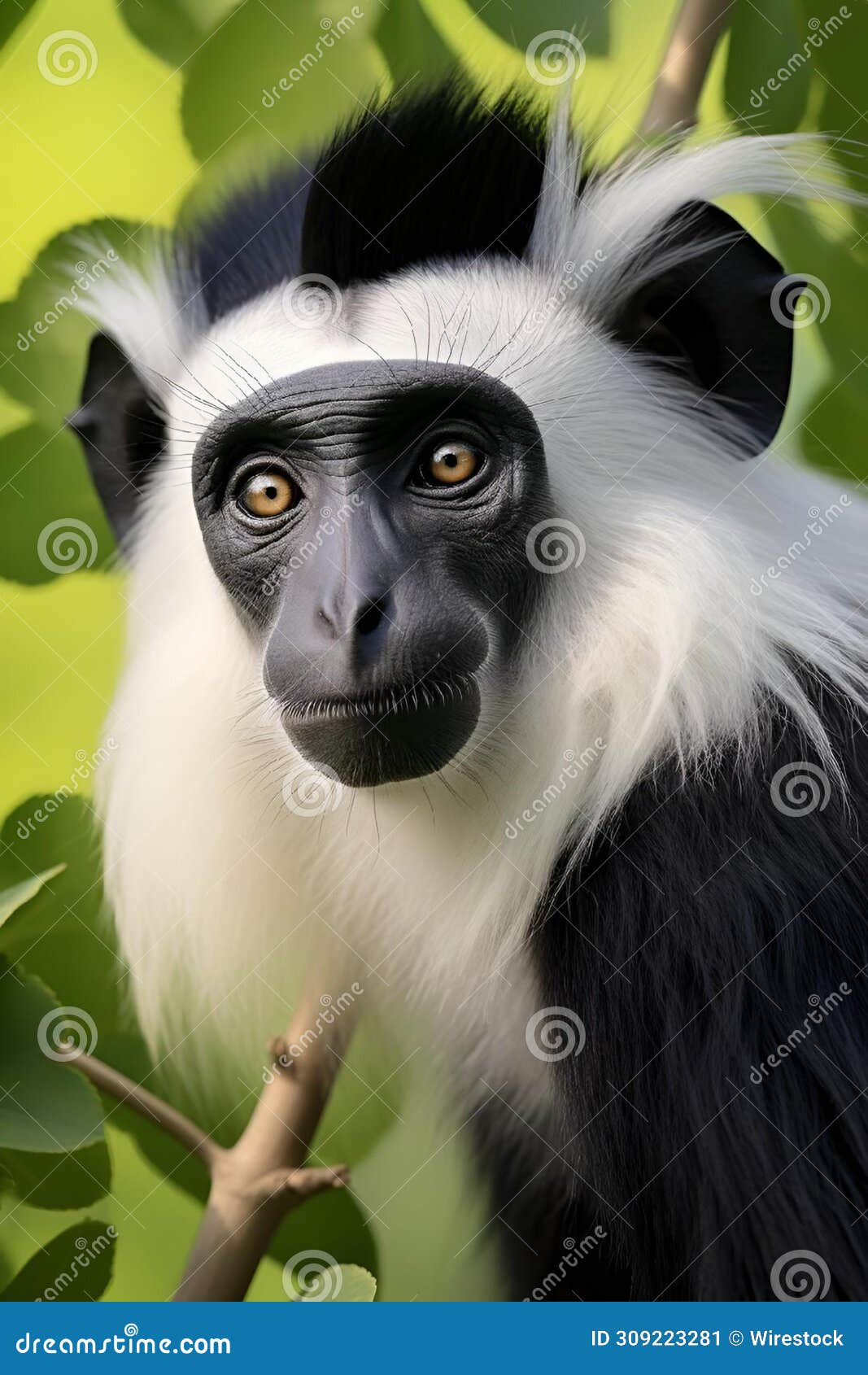 The Black and White Monkey Looks into the Distance of it S Frame Stock ...