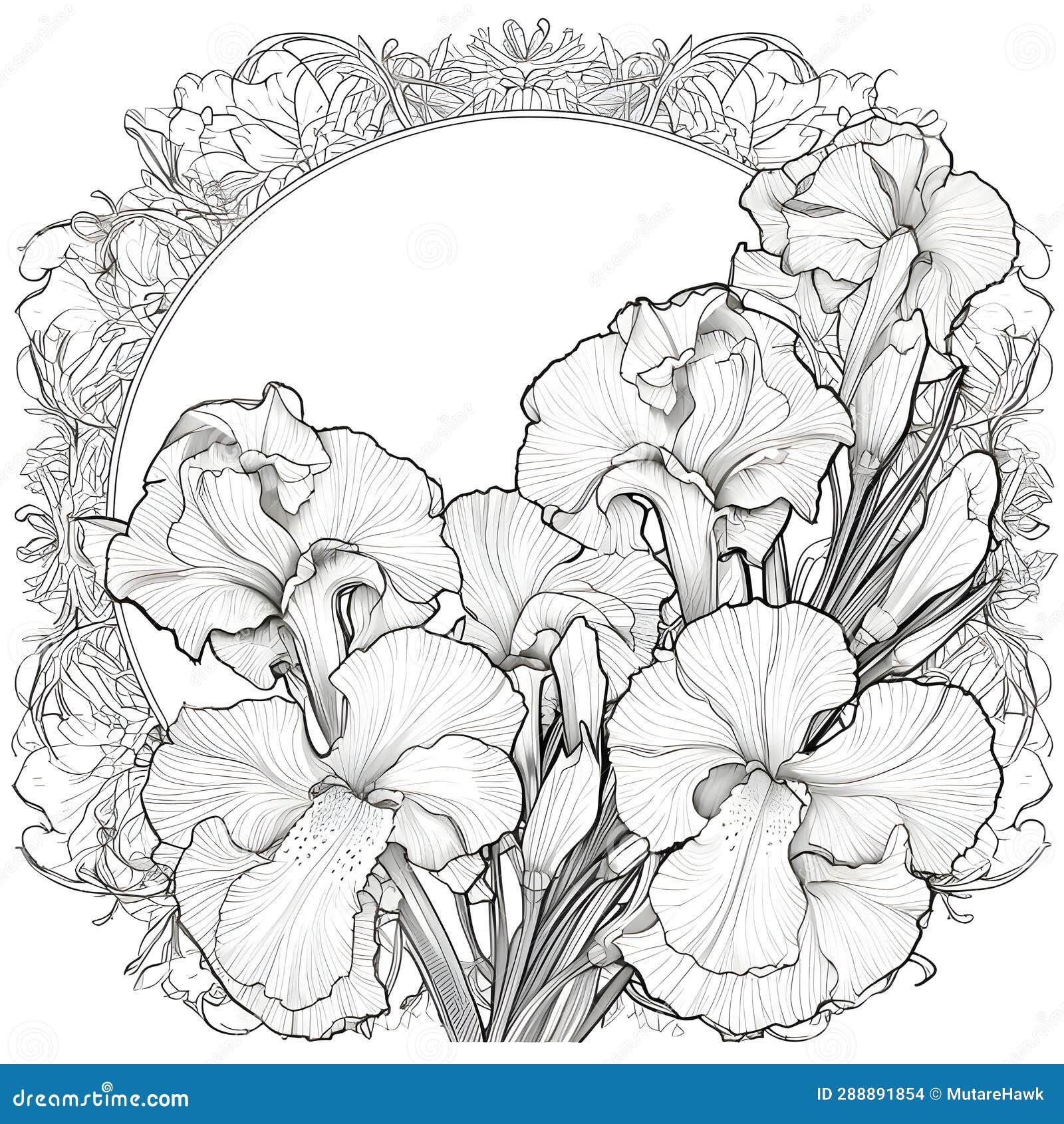 Black and White Mono Frame with Flowers Stock Vector - Illustration of ...