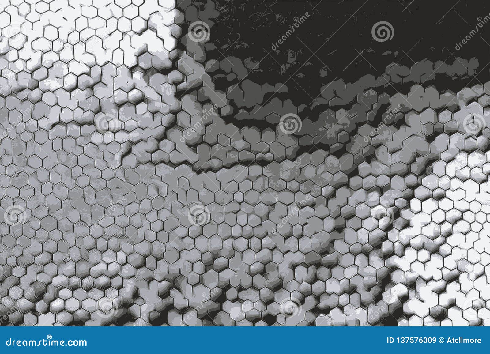 Black and White Monochrome Blocks Texture with Disorganized Hexagons ...