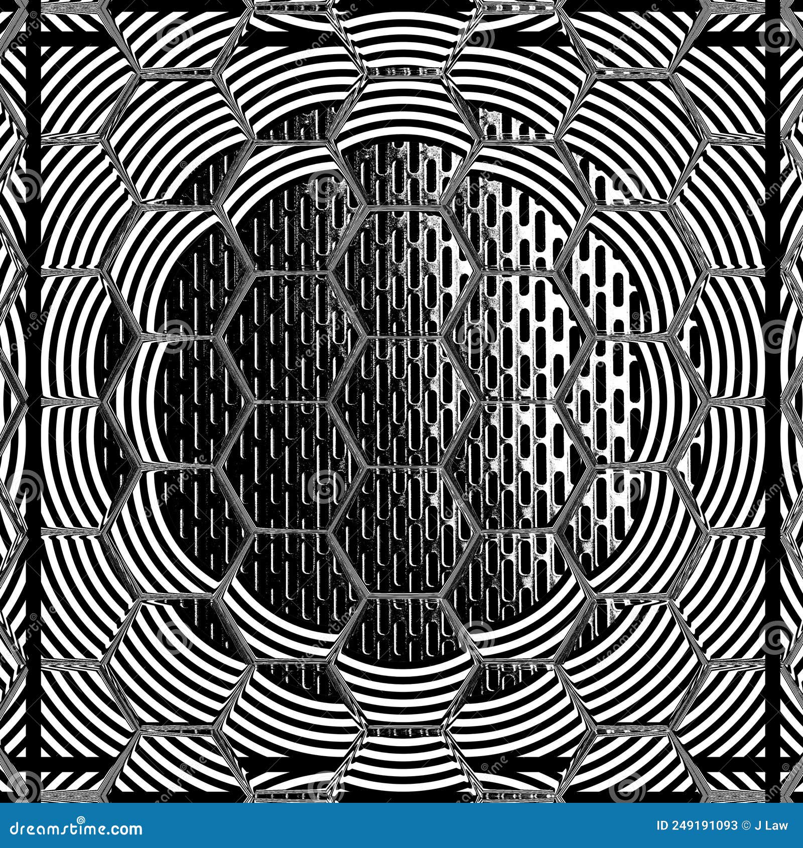 Bold Creative Black and White Geometric Pattern with Hexagonal Mosaic ...