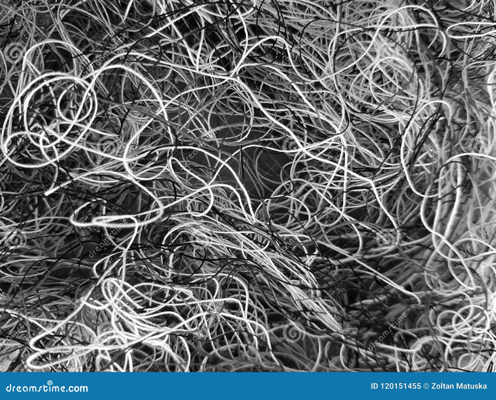 Black and White Monochrome Threads Wavy Abstract Art Textile Fabric ...