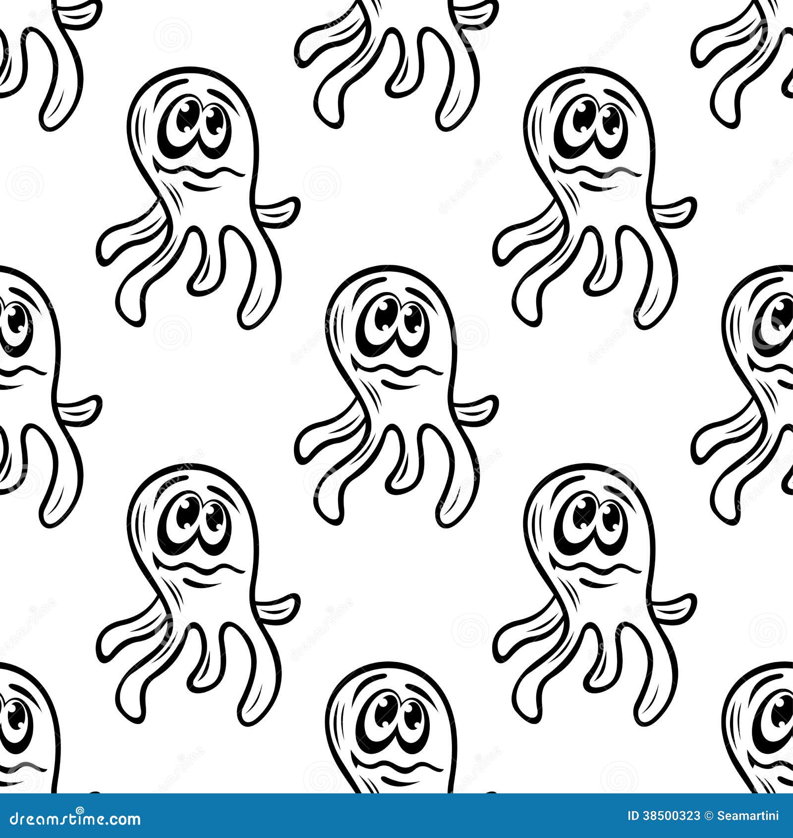 Black and White Monster Seamless Pattern Stock Vector - Illustration of ...