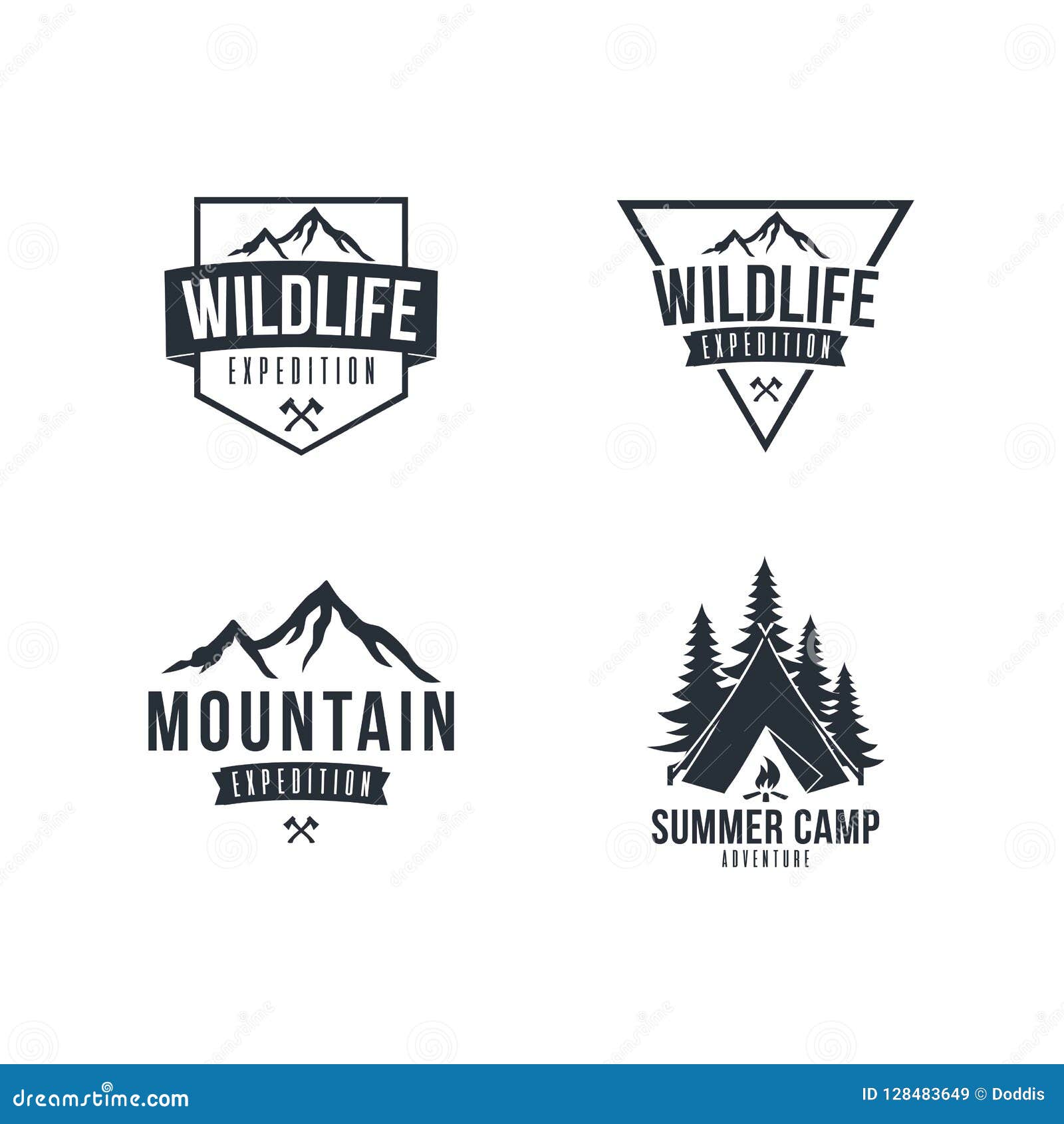 Mountain Explorer Adventure Badge Vector Template Black And White ...