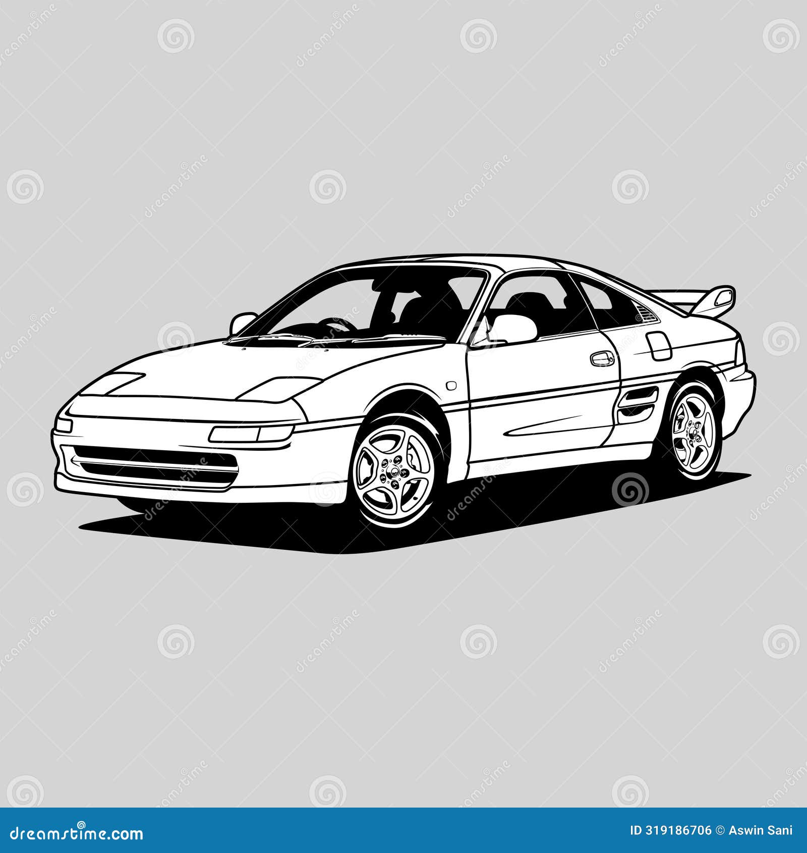 Black and White MR2 Coupe stock vector. Illustration of design - 319186706