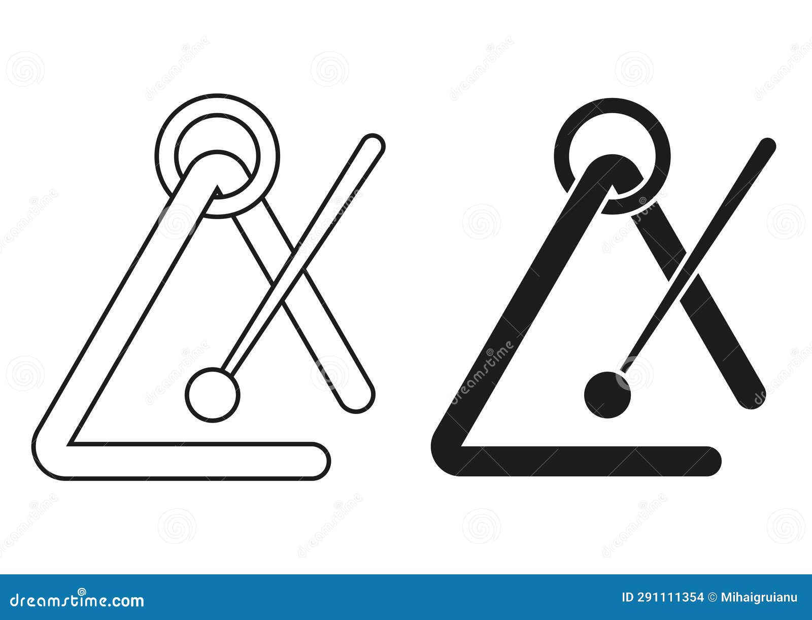 Black and White Musical Triangle Icon Flat Design Vector Stock ...