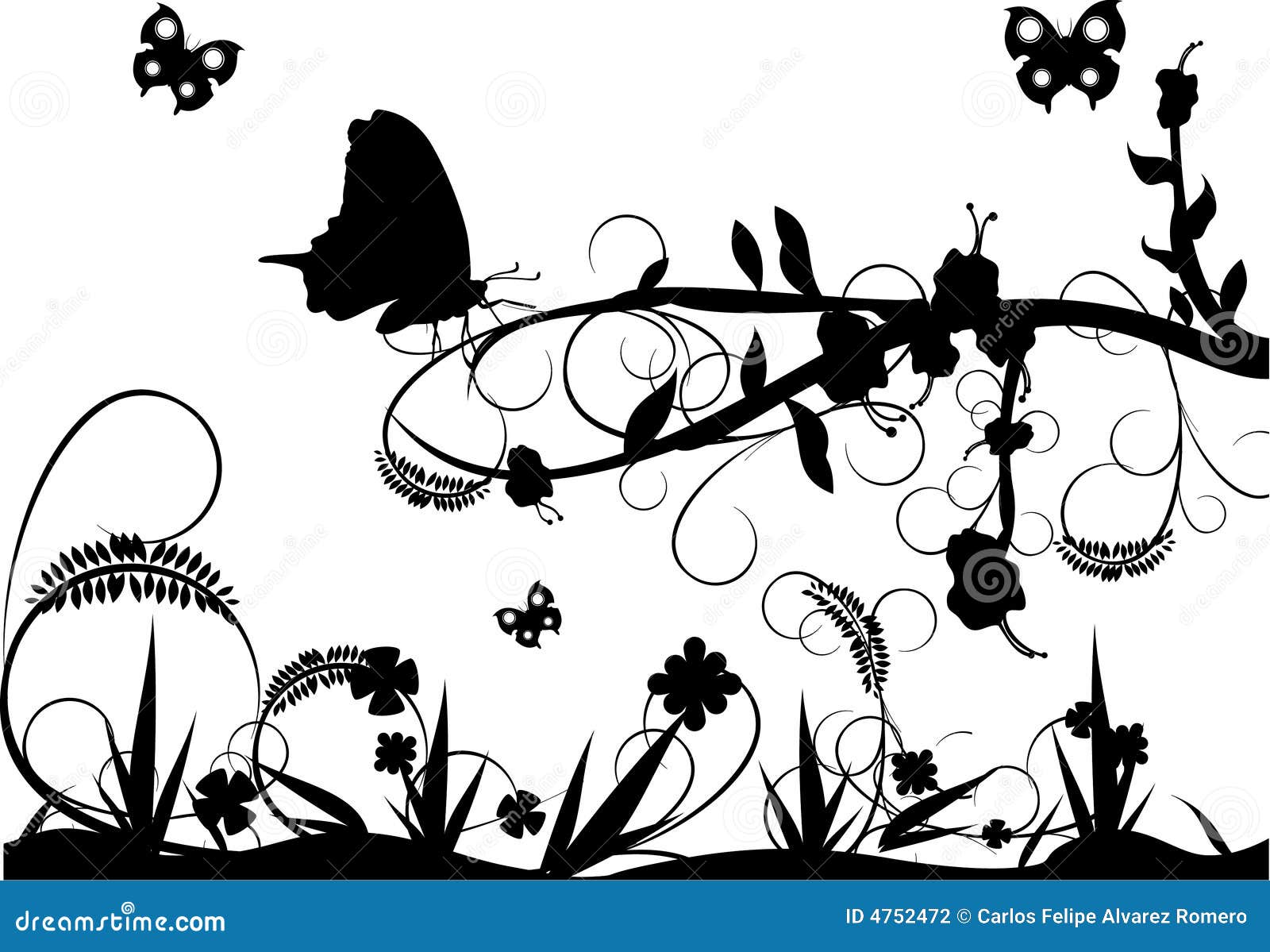 Black and white nature stock vector. Illustration of ground - 4752472