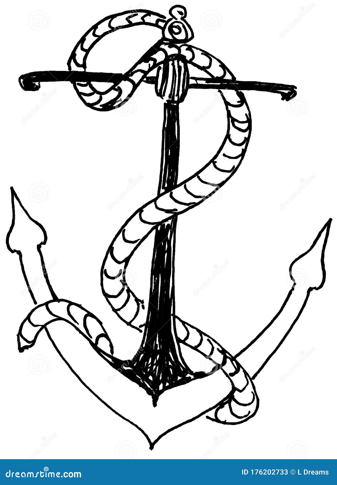 Black and White Nautical Anchor Stock Illustration - Illustration of ...